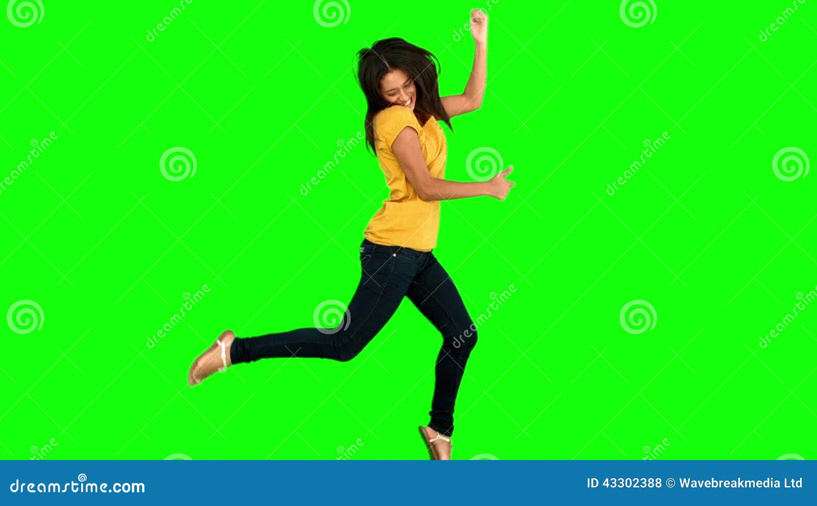 Woman Jumping on Green Screen Stock Footage - Video of chroma ...