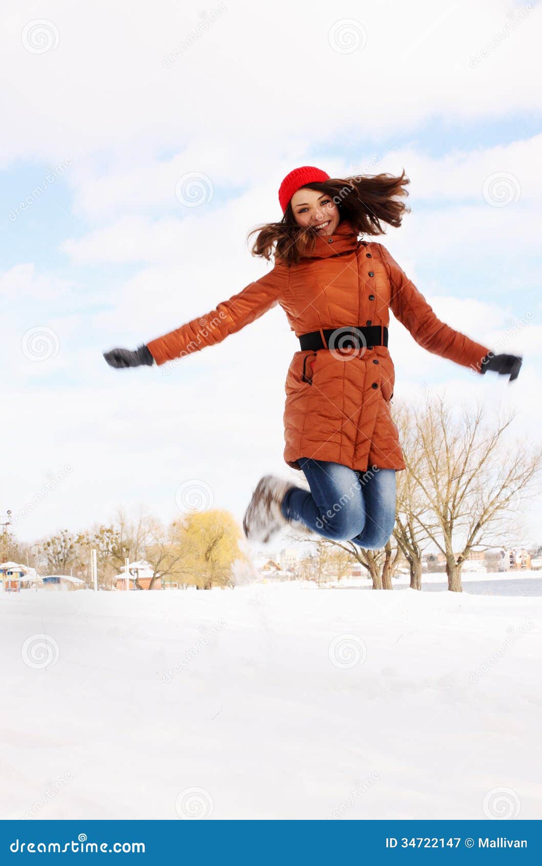 Woman jumping up stock image. Image of laughing, actions - 34722147