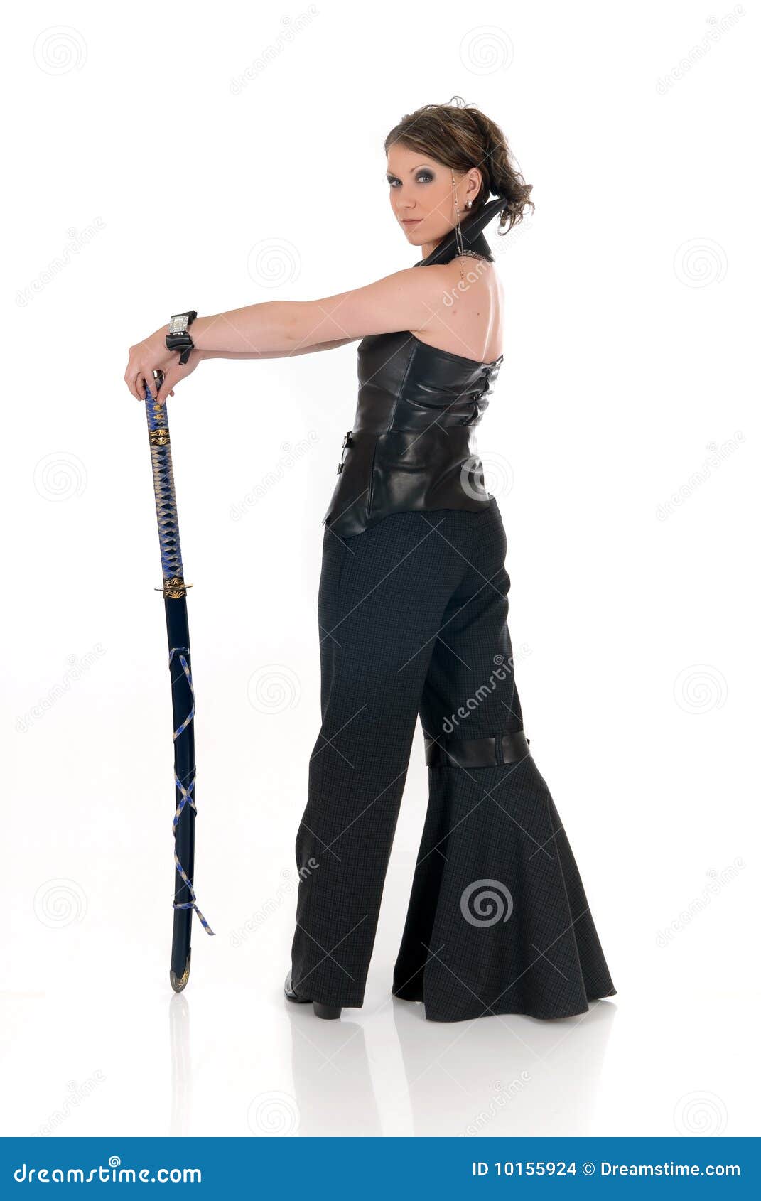Woman Katana sword. stock photo. Image of attractive - 10155924