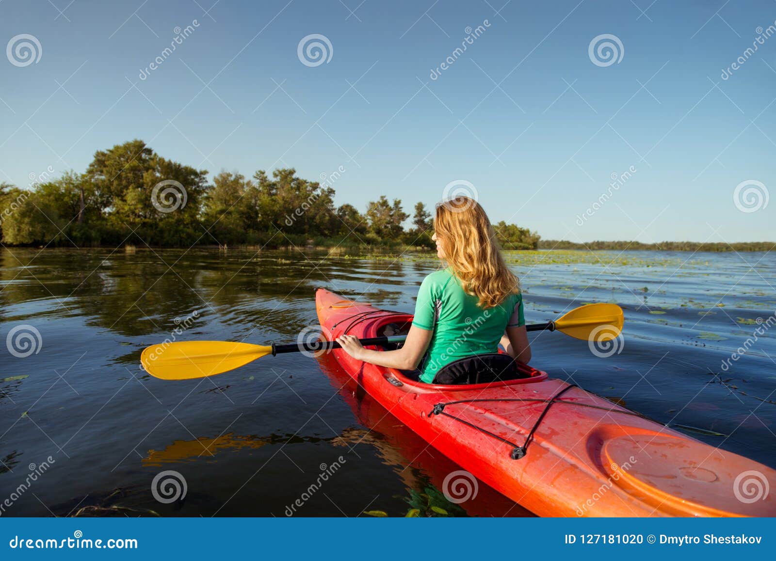 Woman in a Kayak on a River Stock Photo - Image of adventure, paddle ...