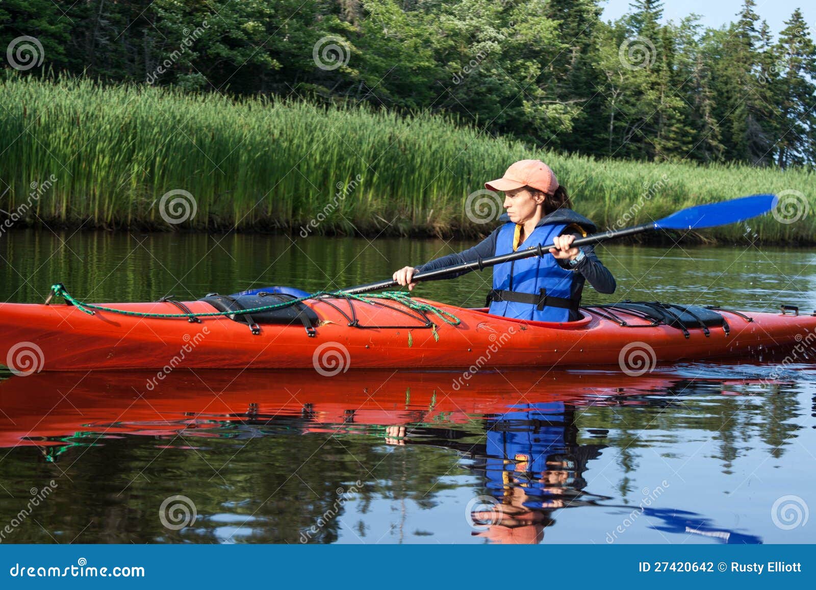 Woman Kayaking stock photo. Image of outdoor, nature - 27420642