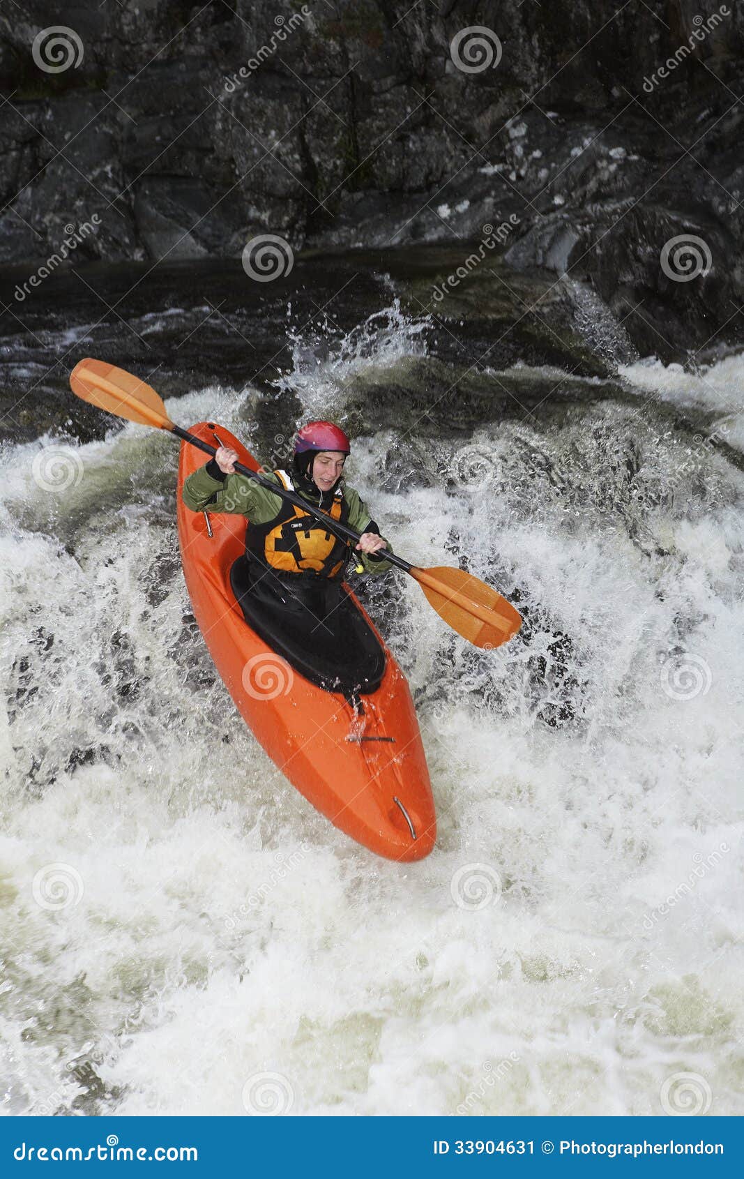 Woman kayaking in river stock image. Image of adult, excitement - 33904631