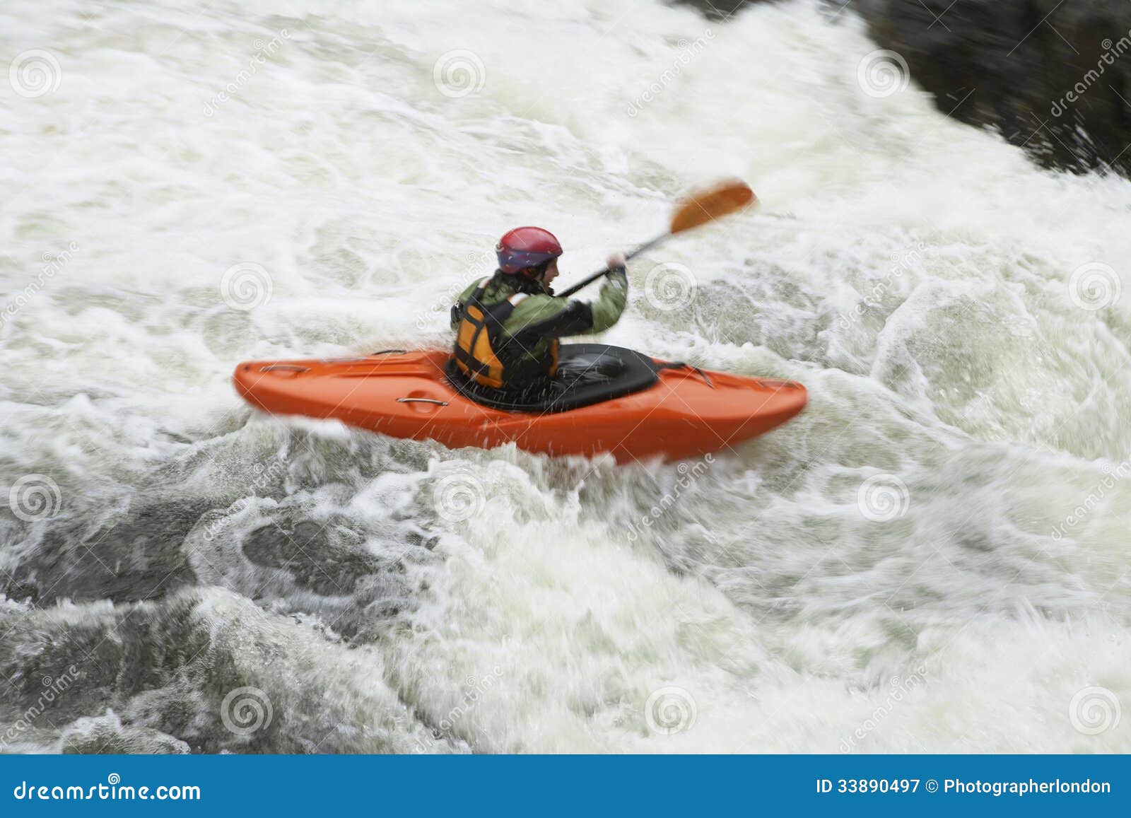 Woman kayaking in river stock image. Image of jacket - 33890497