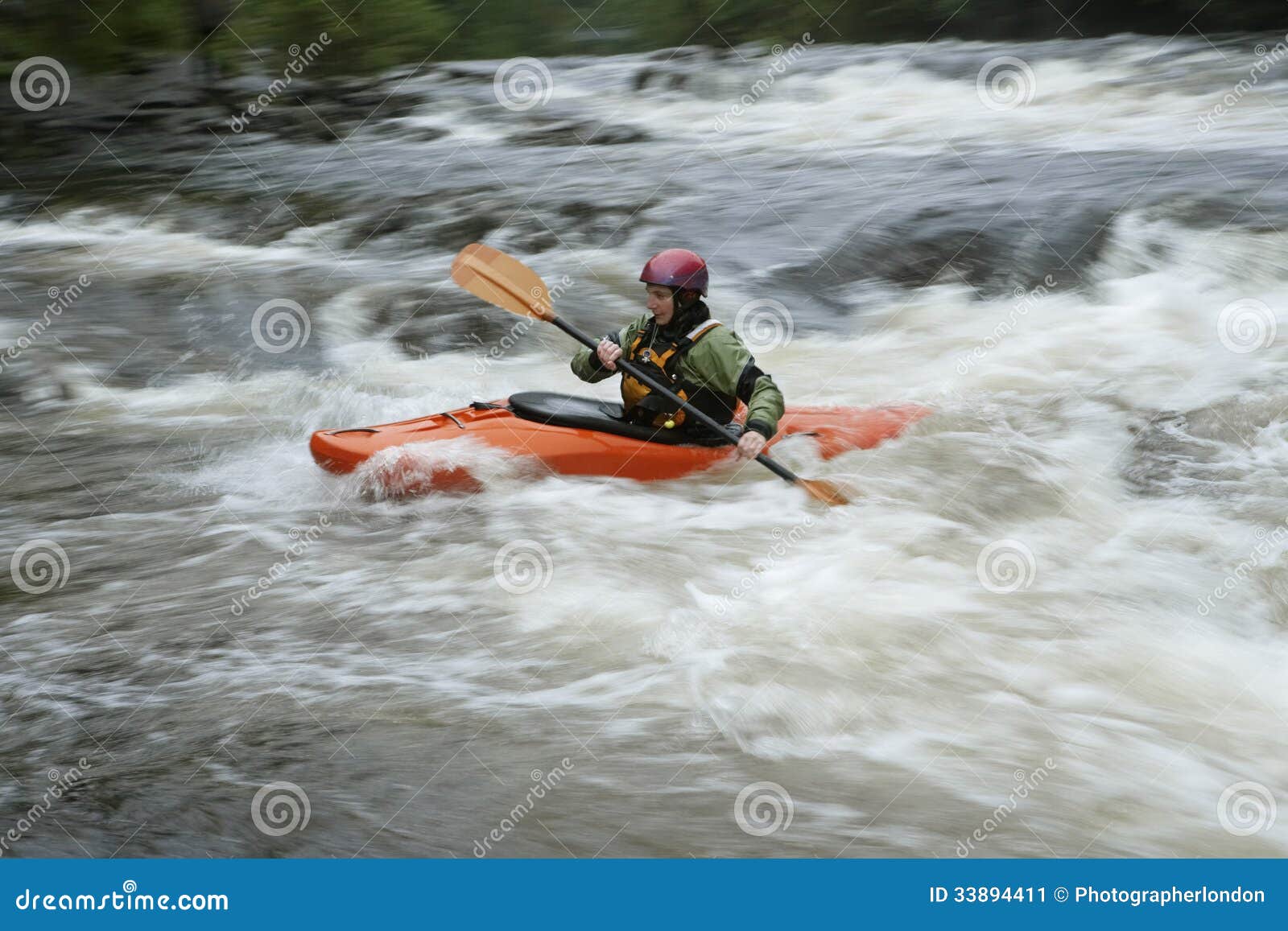 Woman kayaking in river stock image. Image of leisure - 33894411