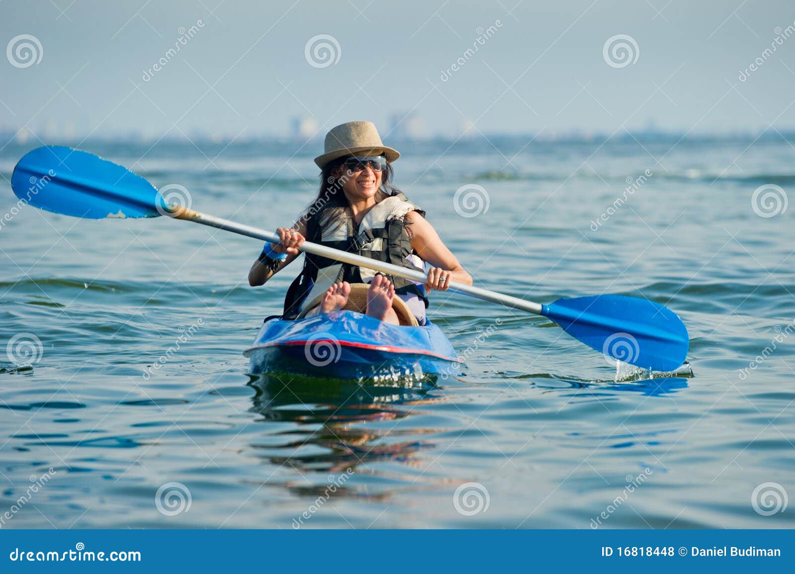 Woman Kayaking in a Tropical Sea Stock Photo - Image of vacation, ocean ...