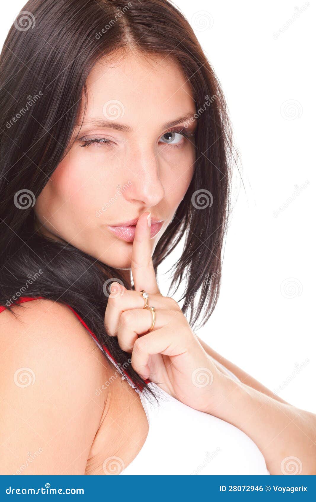 Woman Keep Quiet Gesture Finger on Mouth Isolated Stock Photo - Image ...