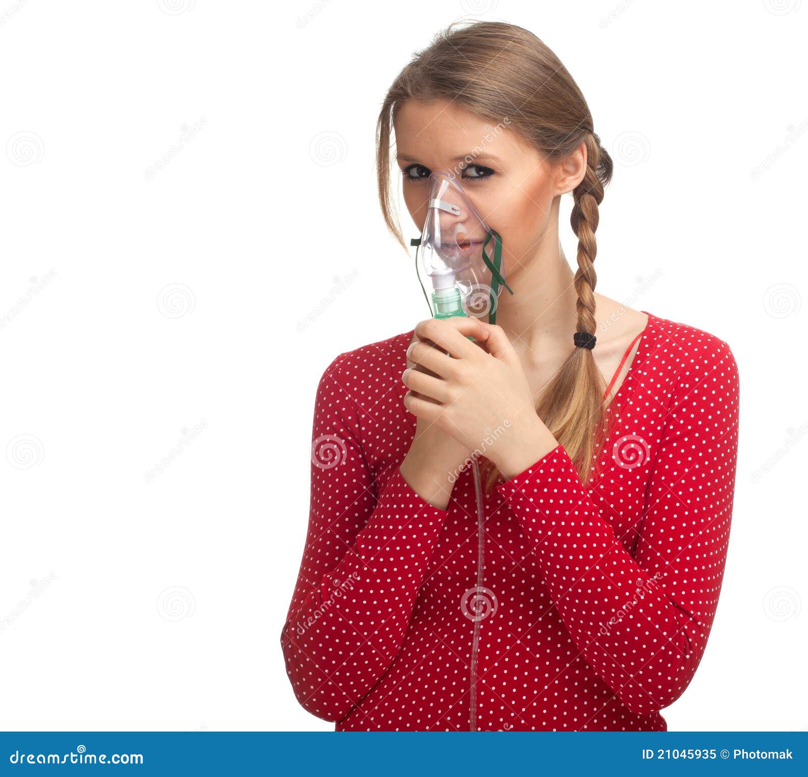 Woman keeping inhale mask stock image. Image of people - 21045935