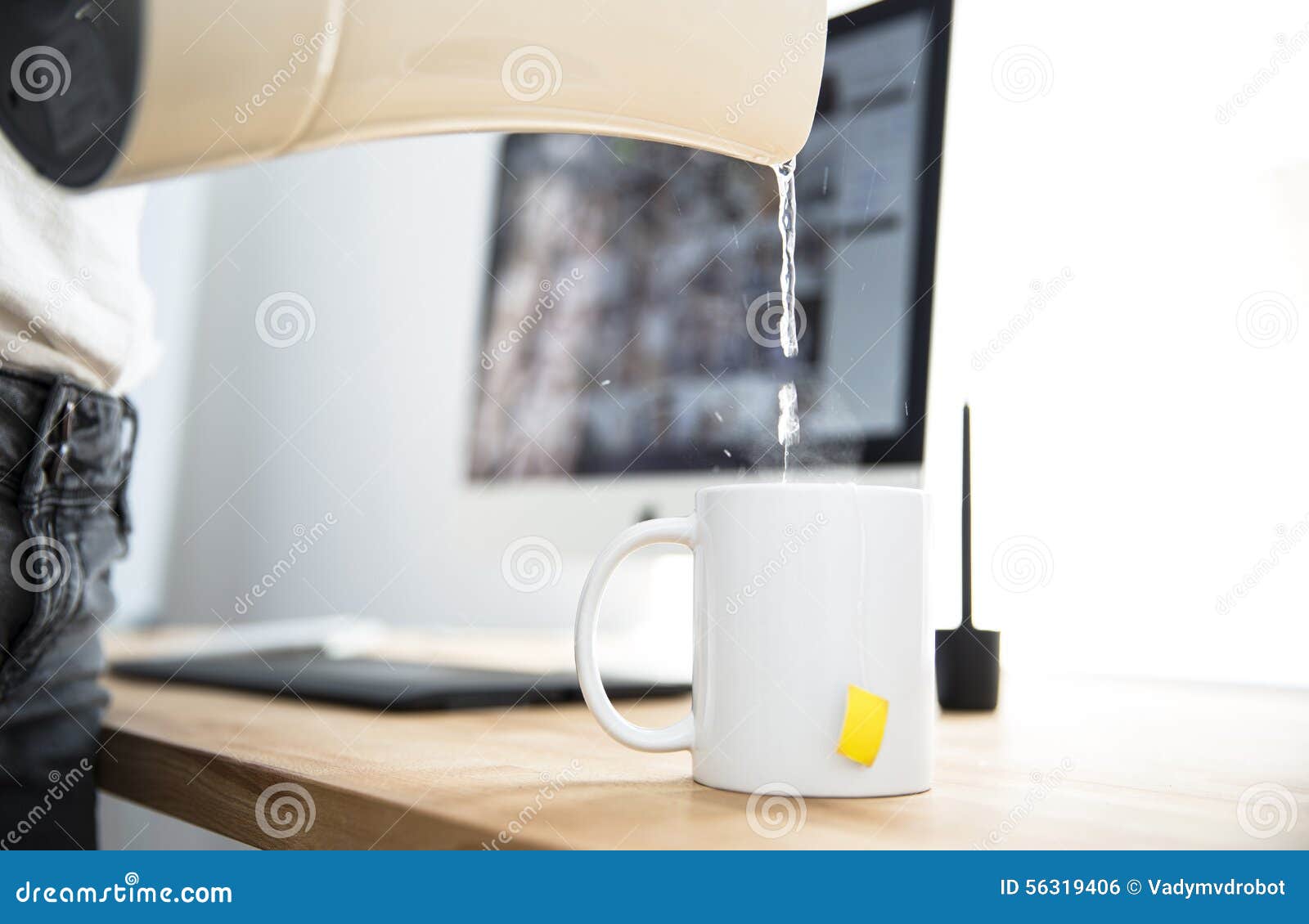 Woman with Kettle Pouring Water in a Cup Stock Photo - Image of healthy ...