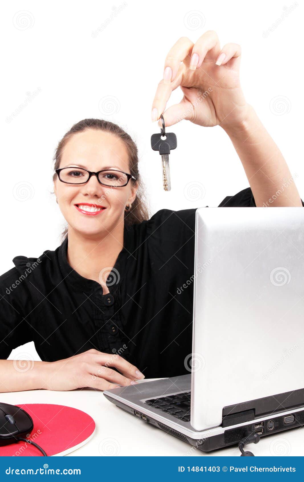 Woman with key stock image. Image of opportunity, lock - 14841403