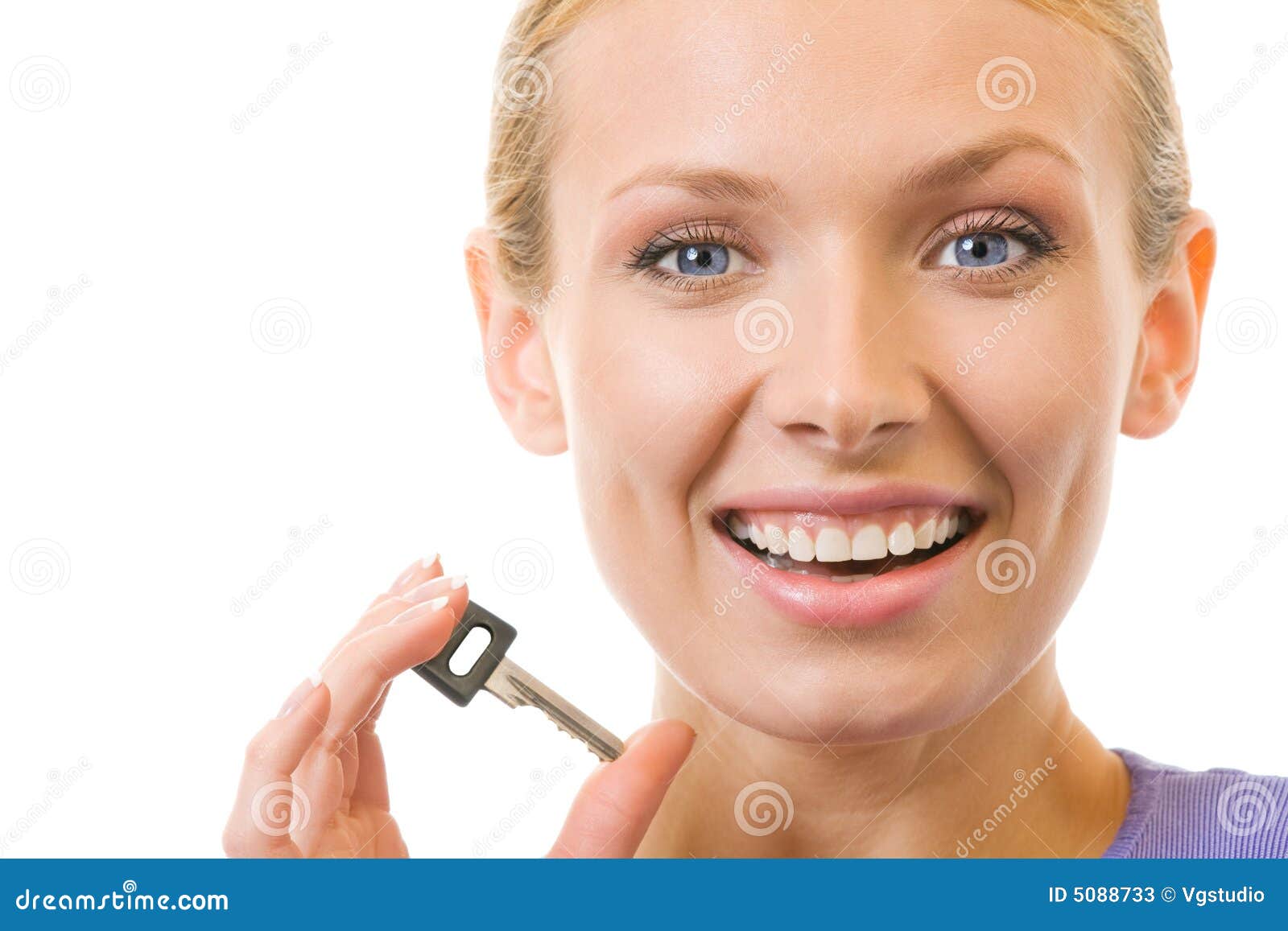 Woman with key, isolated stock image. Image of head, investment - 5088733