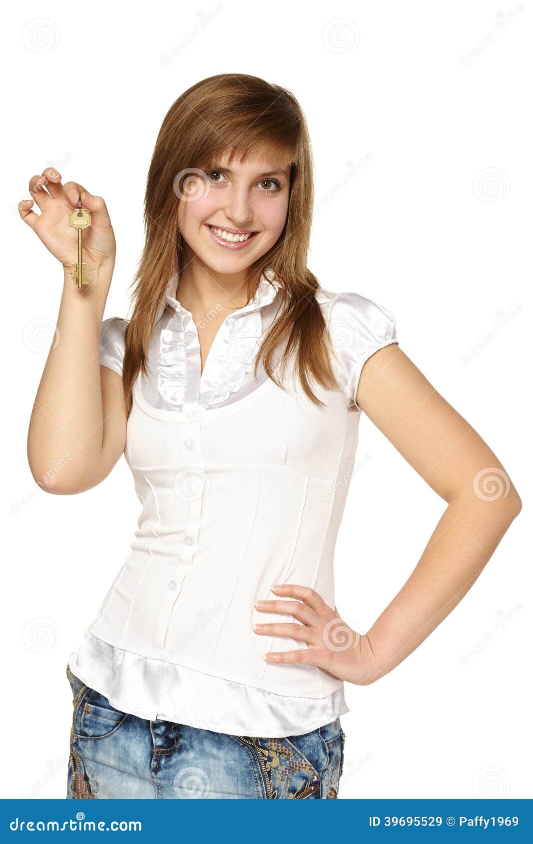 Woman with keys at home stock image. Image of beautiful - 39695529