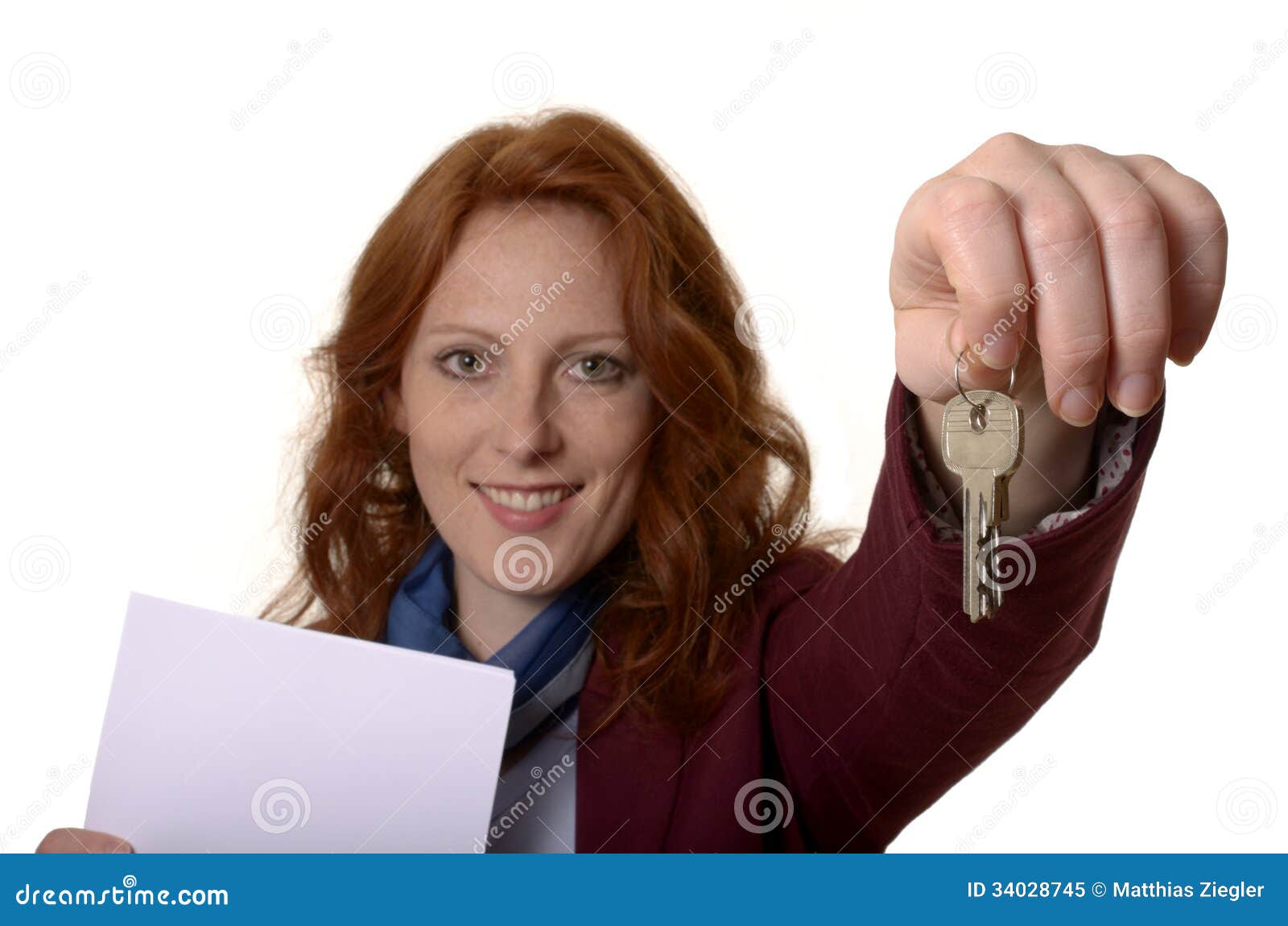 Woman with keys smiling stock image. Image of estate - 34028745