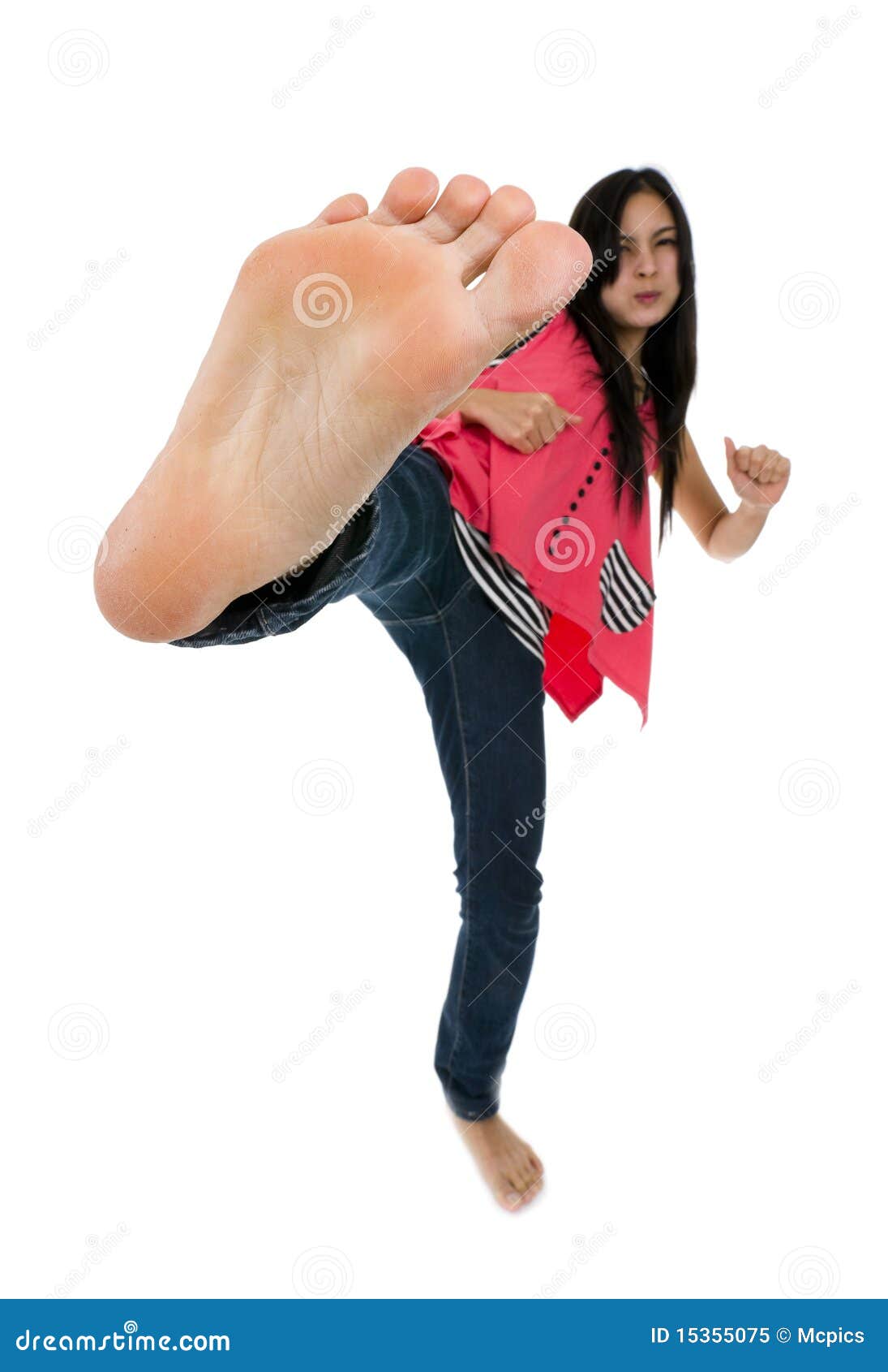 Woman kicking stock image. Image of defense, foot, female - 15355075