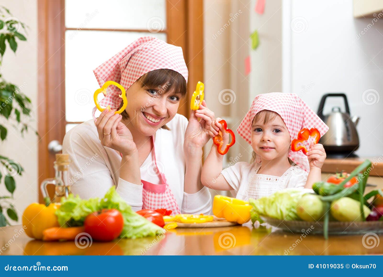 Woman and Kid Daughter Cooking and Having Fun Stock Image - Image of ...