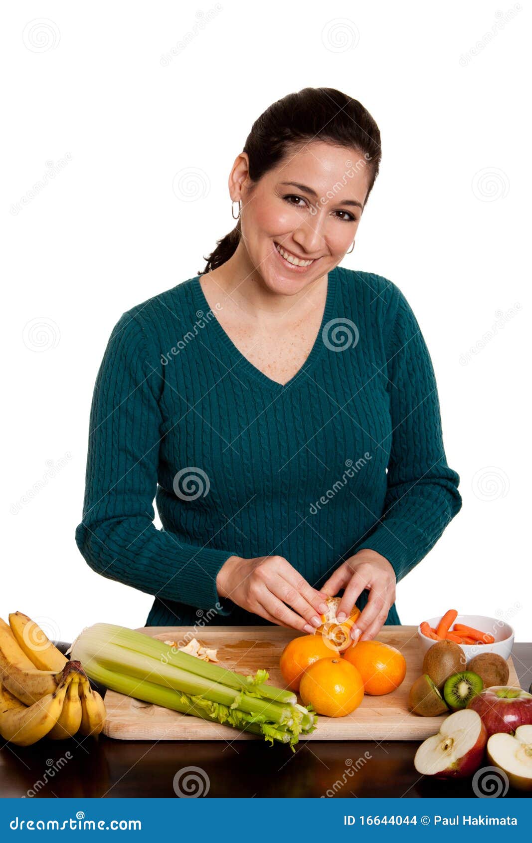 Woman in Kitchen Peeling Orange Stock Photo - Image of apples, isolated ...