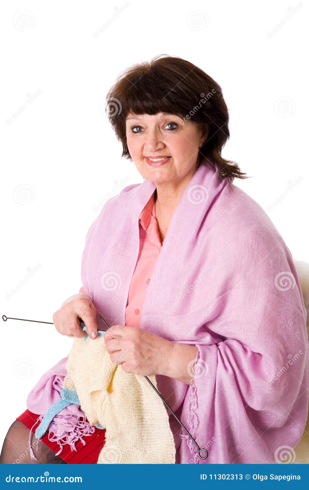 Woman Knitting stock image. Image of isolated, happiness - 11302313
