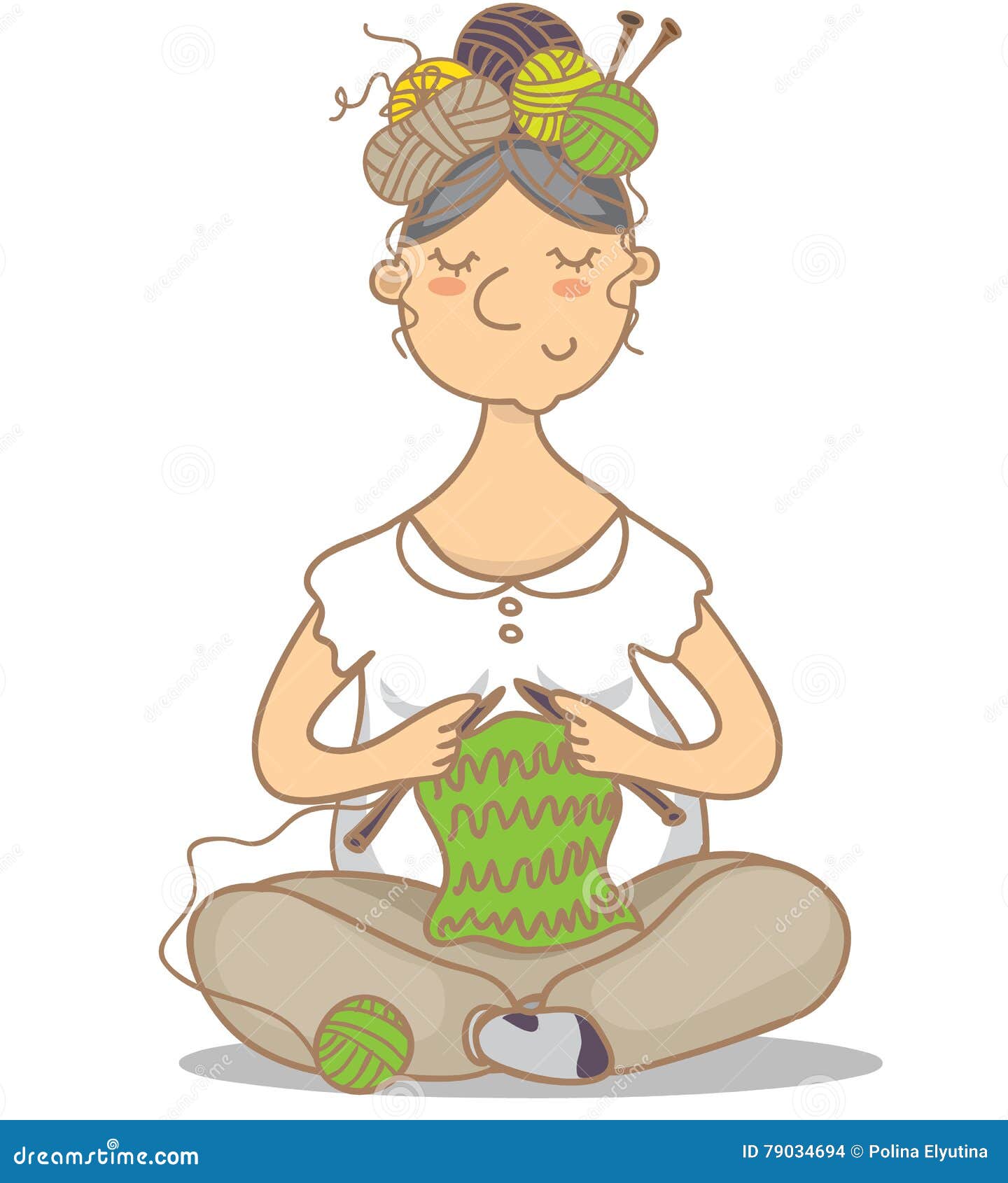 A Woman with Knitting on the Head Stock Vector - Illustration of carved ...