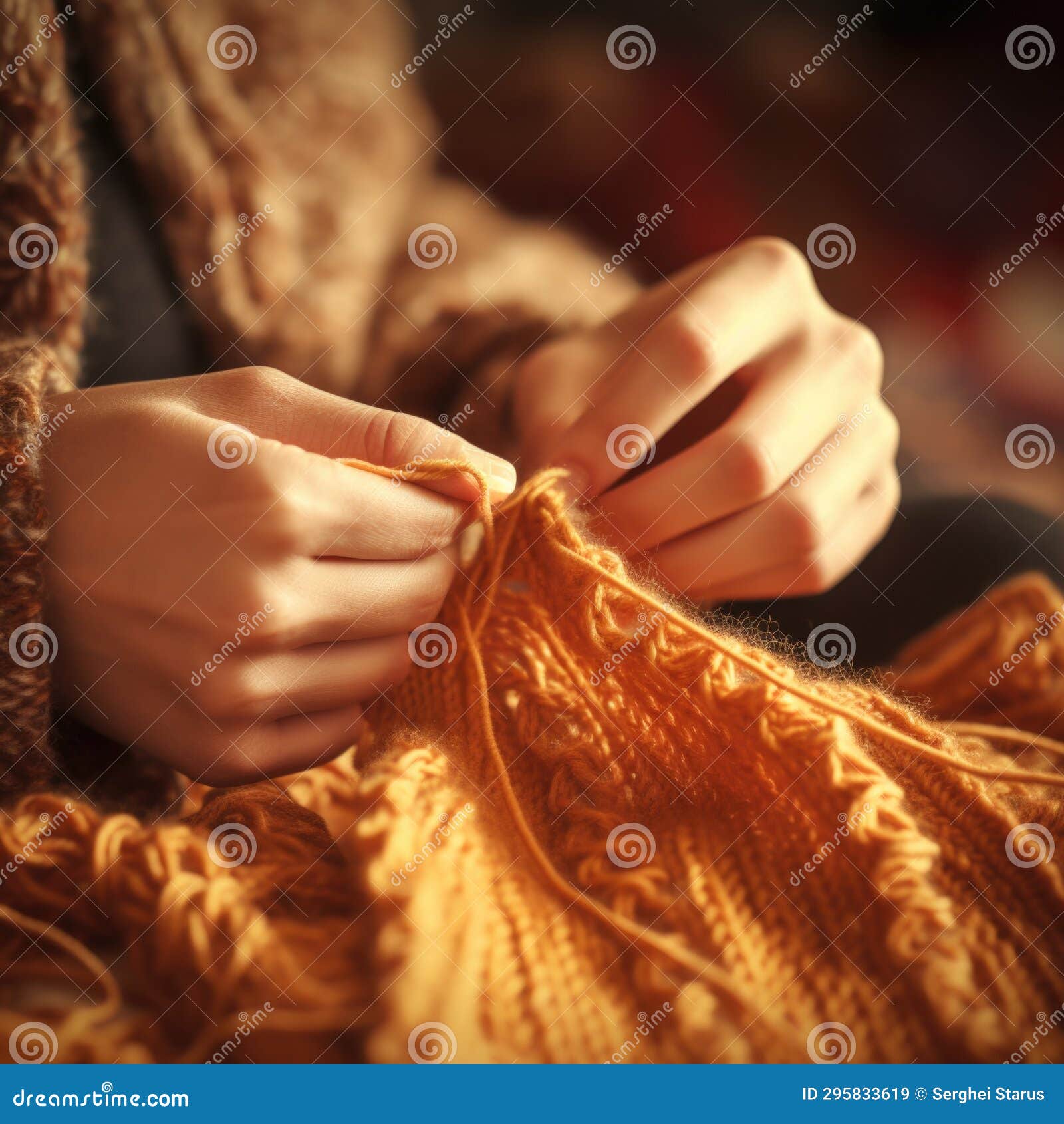 A Woman is Knitting a Sweater with a Needle, AI Stock Illustration ...