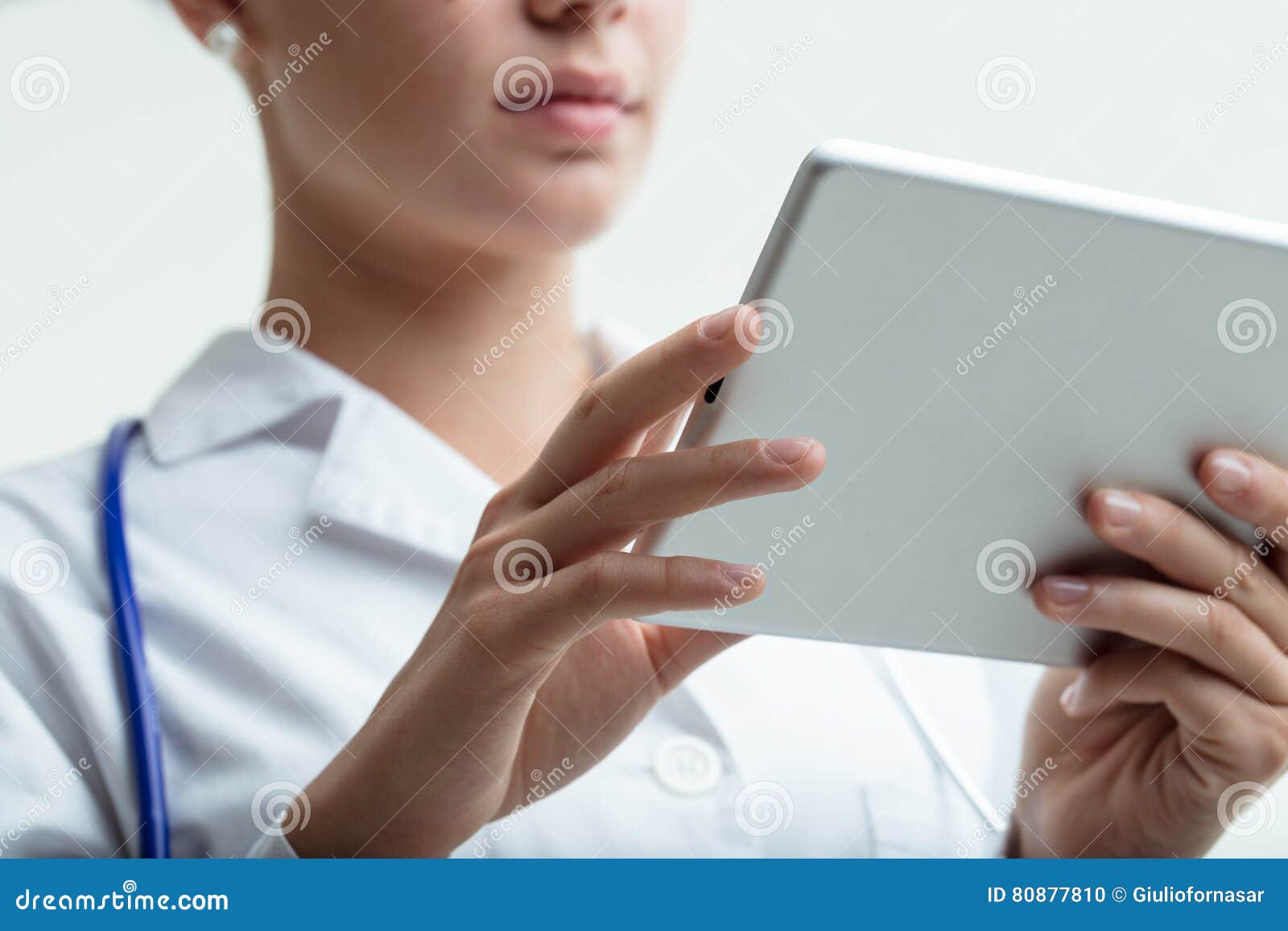 Woman in Lab Coat with Tablet Stock Photo - Image of research, girl ...