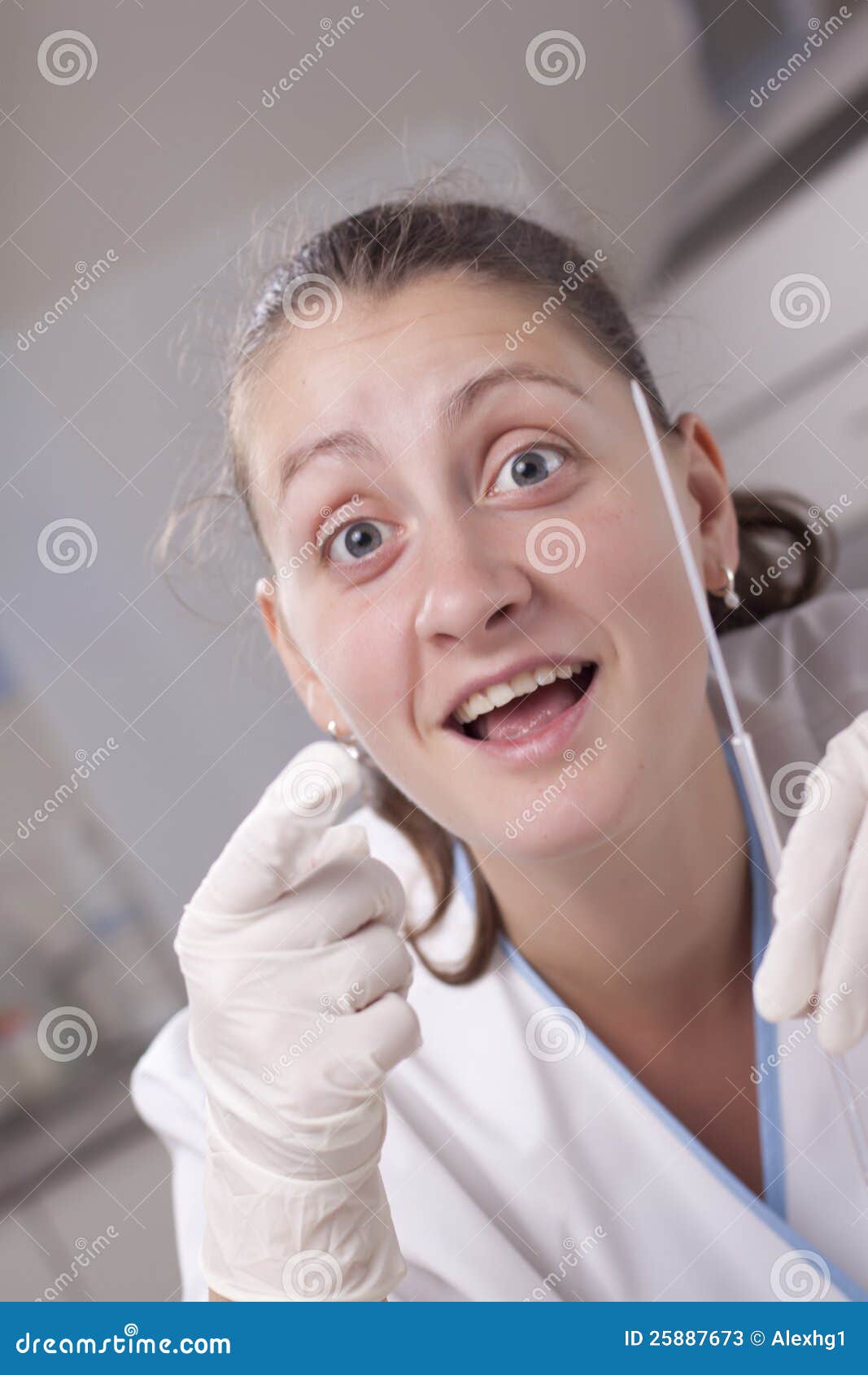 Woman in Lab Making Funny Faces Stock Image - Image of education ...
