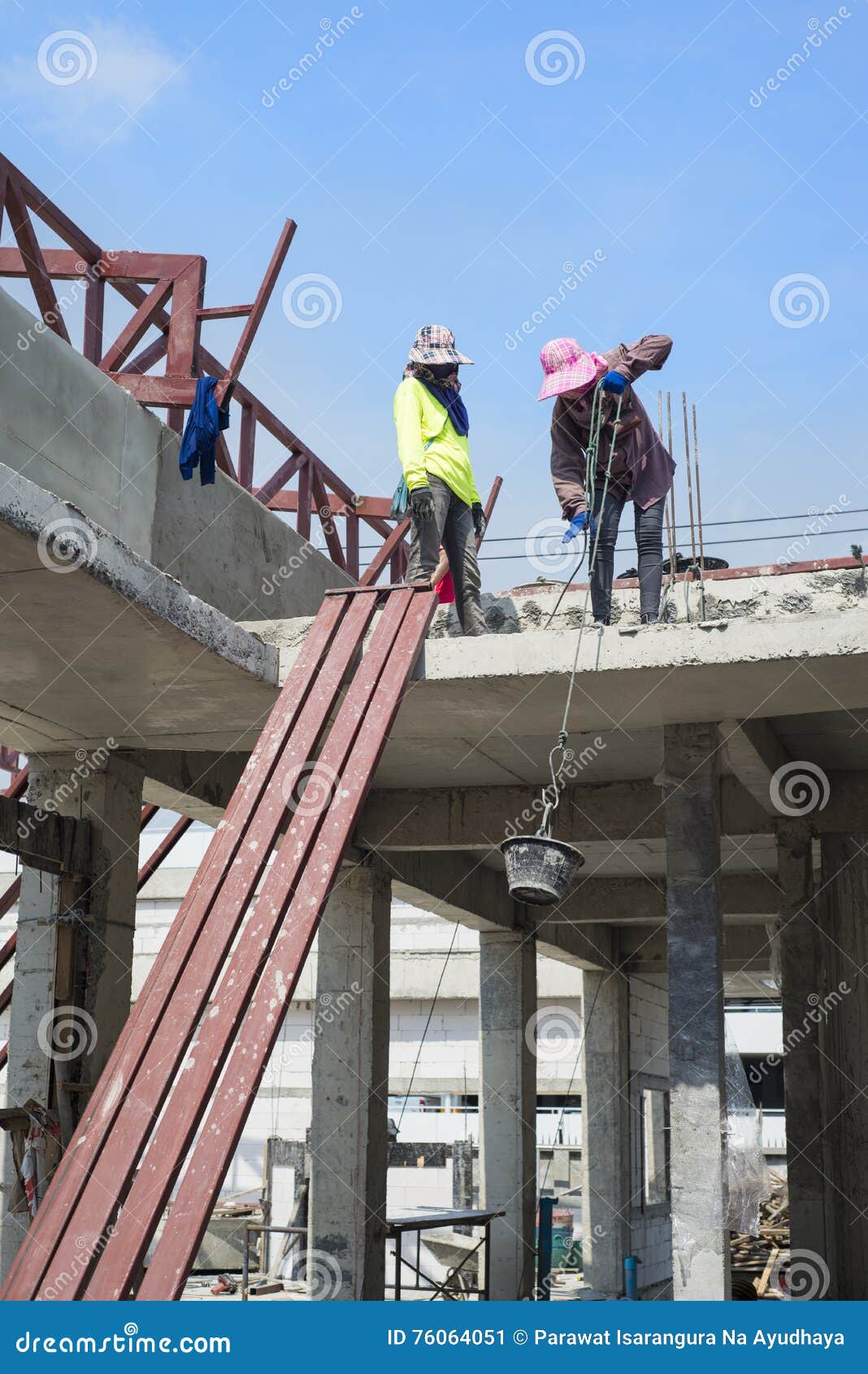 Woman Labor in Construction Site. Stock Image - Image of cement ...