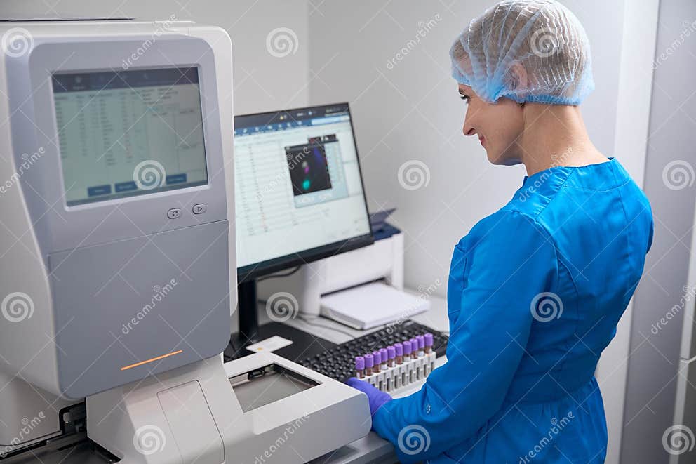 Woman Laboratory Assistant Enters Work Data into the Database Stock Photo - Image of ecofriendly ...