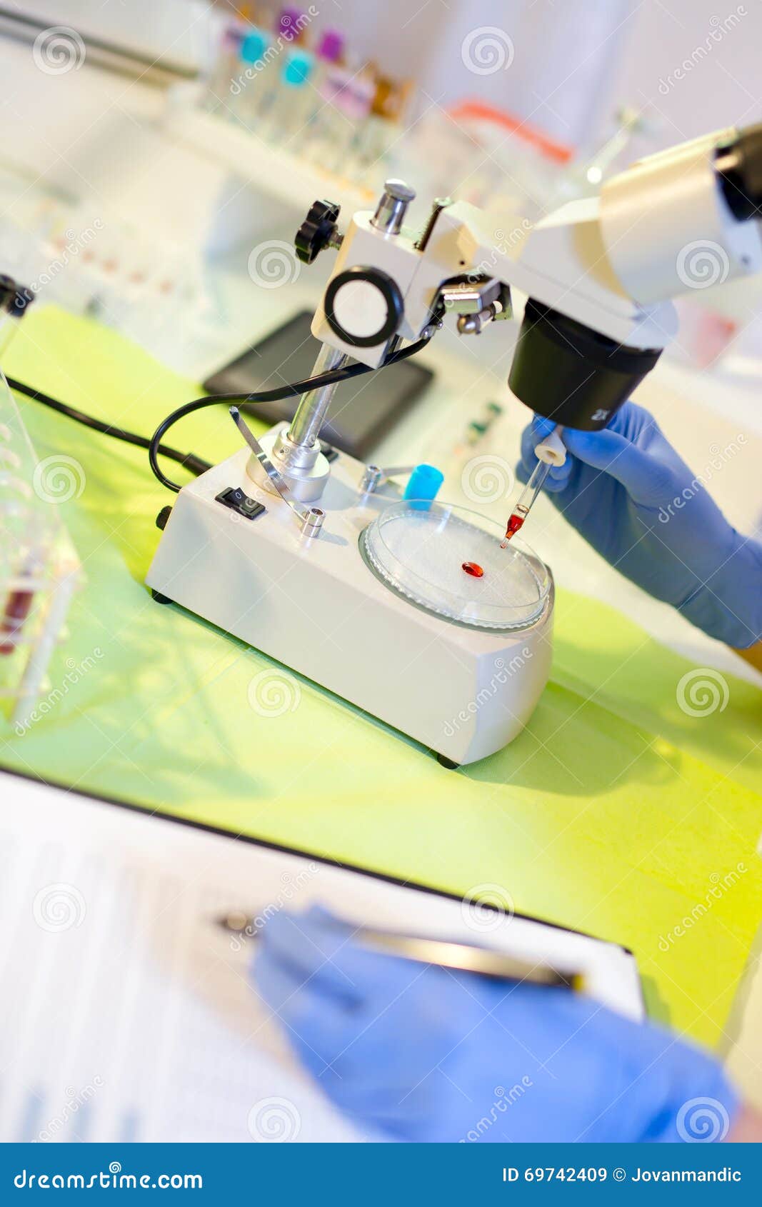 Woman in a Laboratory Working with a Microscope Stock Image - Image of ...