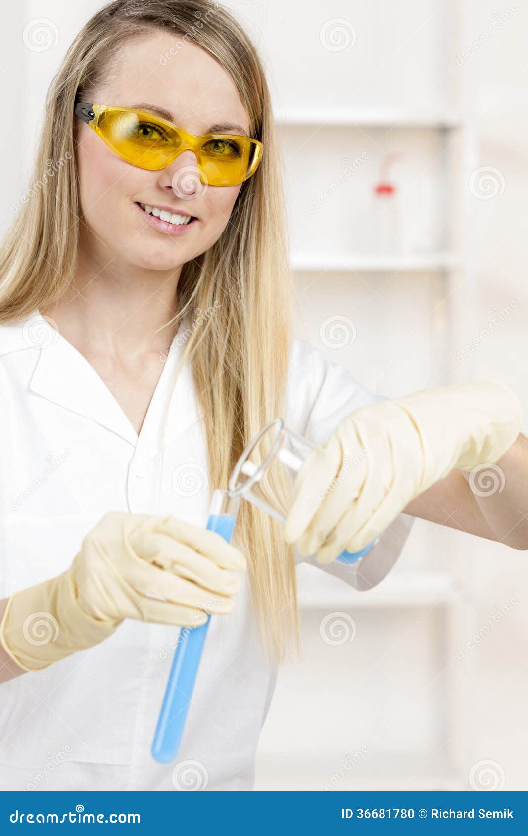 Woman in laboratory stock photo. Image of chemist, blond - 36681780