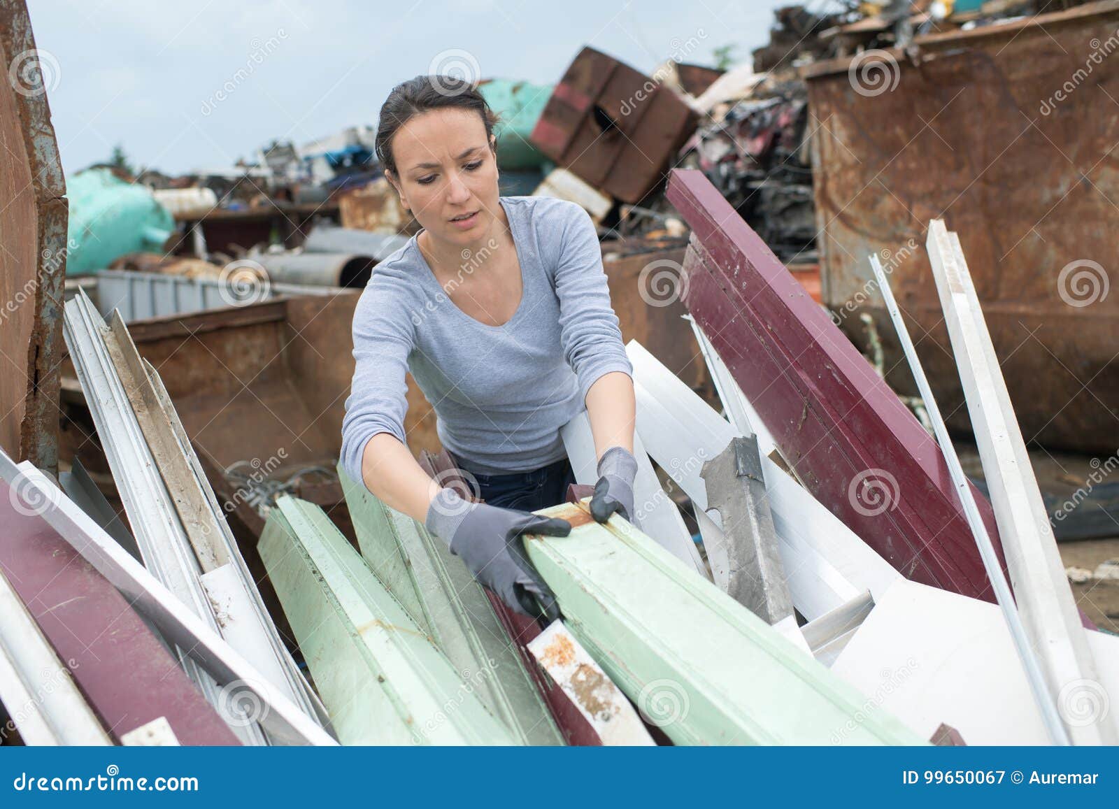 Woman Landfill Employee Working in Skip Stock Image - Image of worker ...
