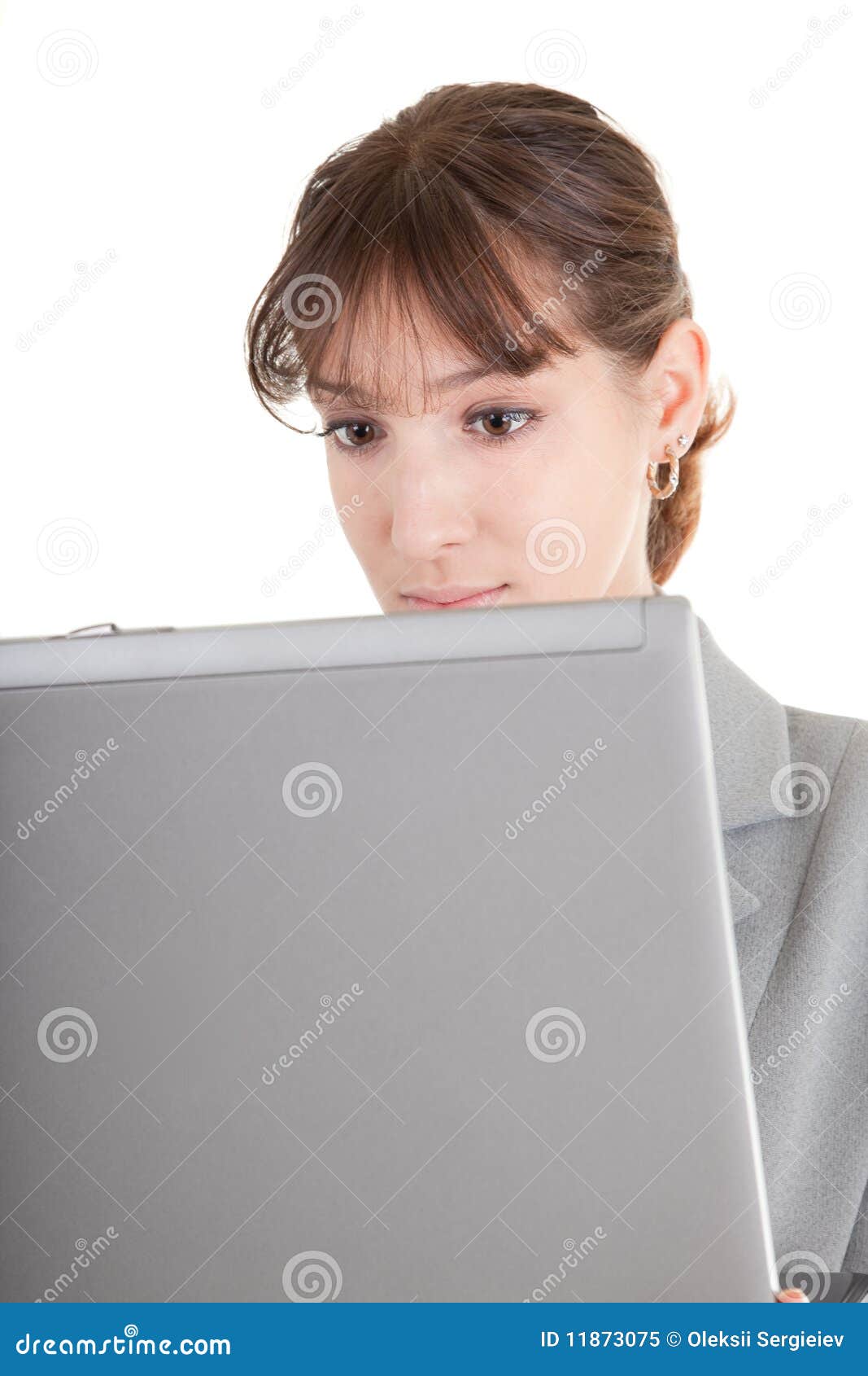 Woman and laptop stock image. Image of looking, assistance - 11873075