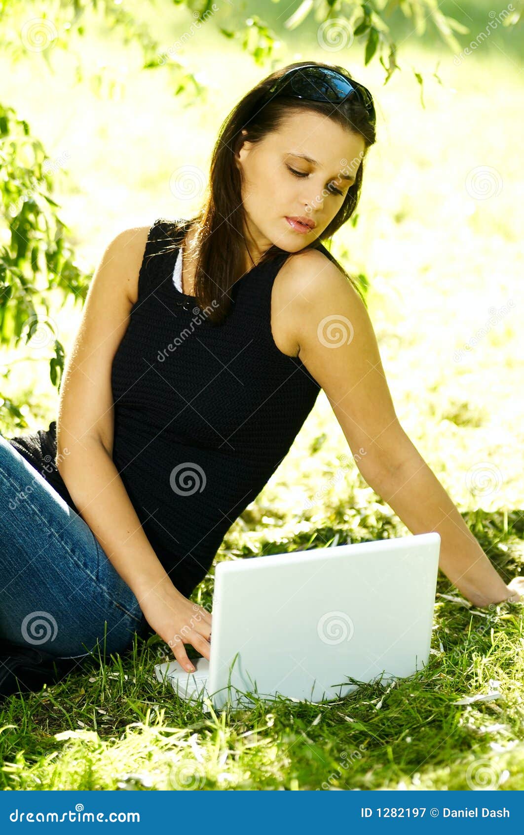 Woman with laptop stock image. Image of relax, lifestyle - 1282197