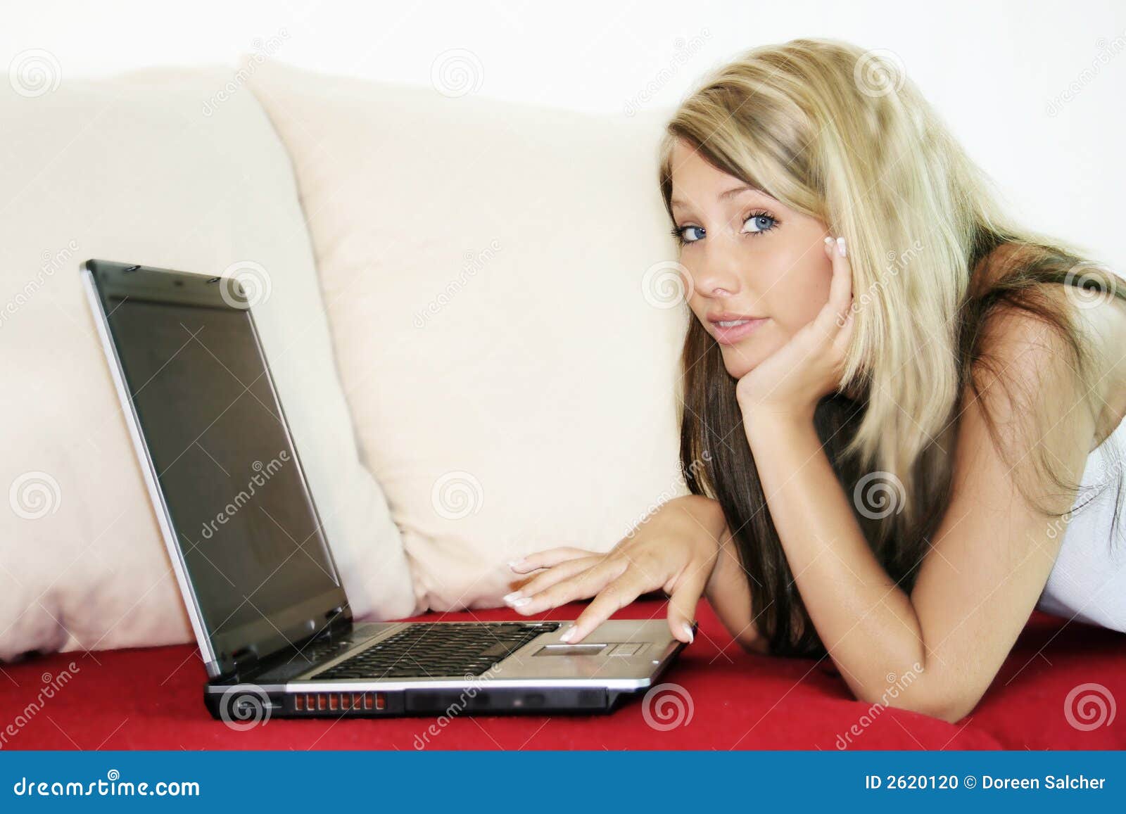 Woman on a laptop stock photo. Image of notebook, entertainment - 2620120