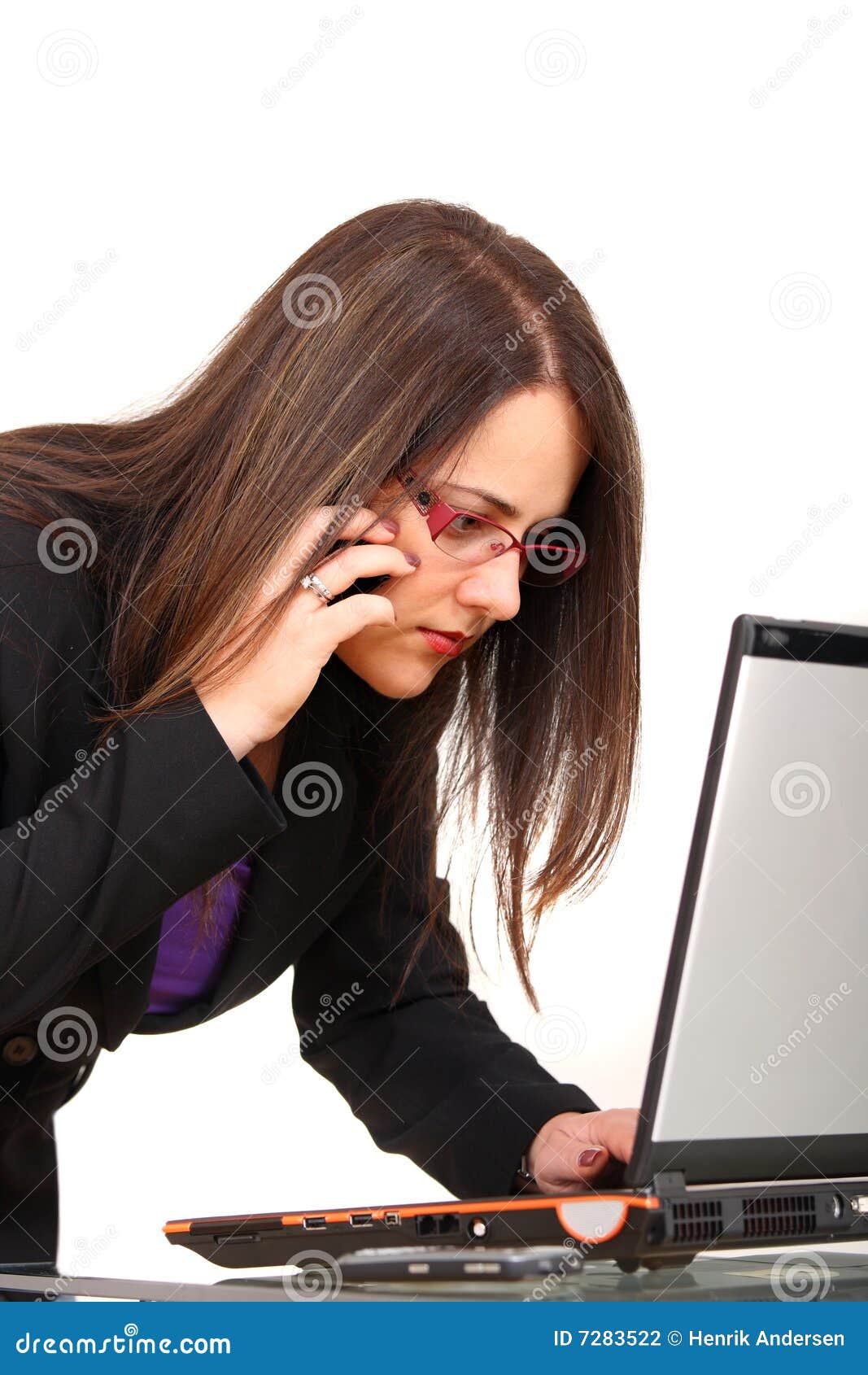 Woman and laptop stock photo. Image of mobile, computer - 7283522