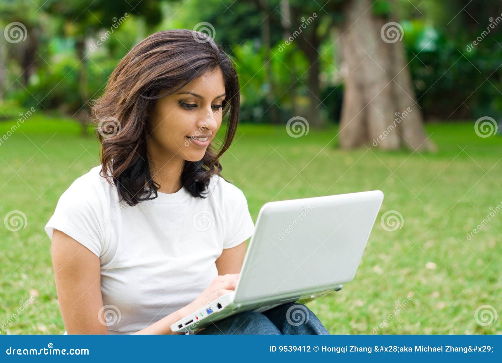 Woman and laptop stock photo. Image of beautiful, education - 9539412