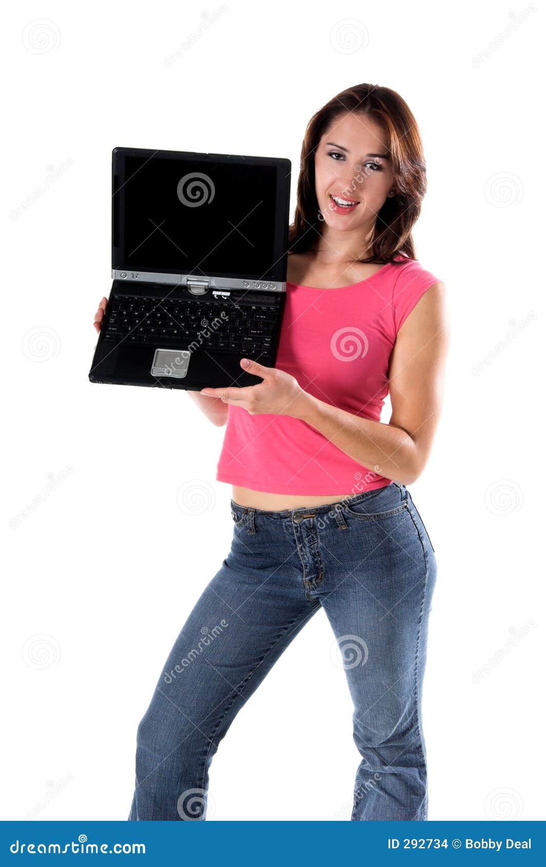 Woman with a Laptop Computer Stock Photo - Image of computer ...