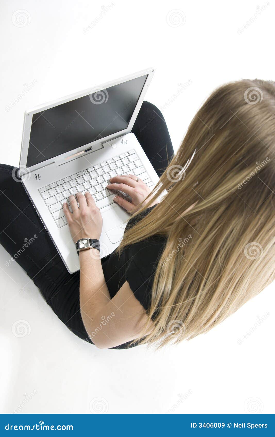 Woman with laptop computer stock image. Image of white - 3406009
