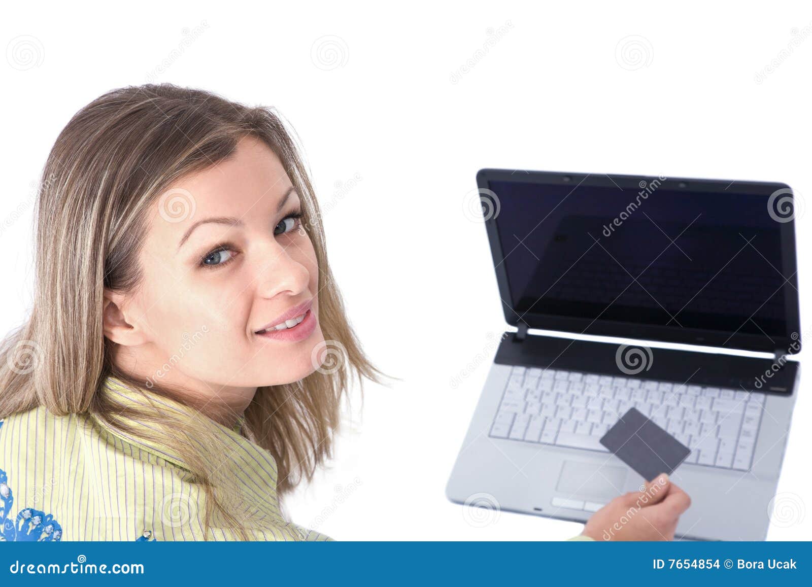 Woman with Laptop and Credit Card Stock Photo - Image of laptop ...