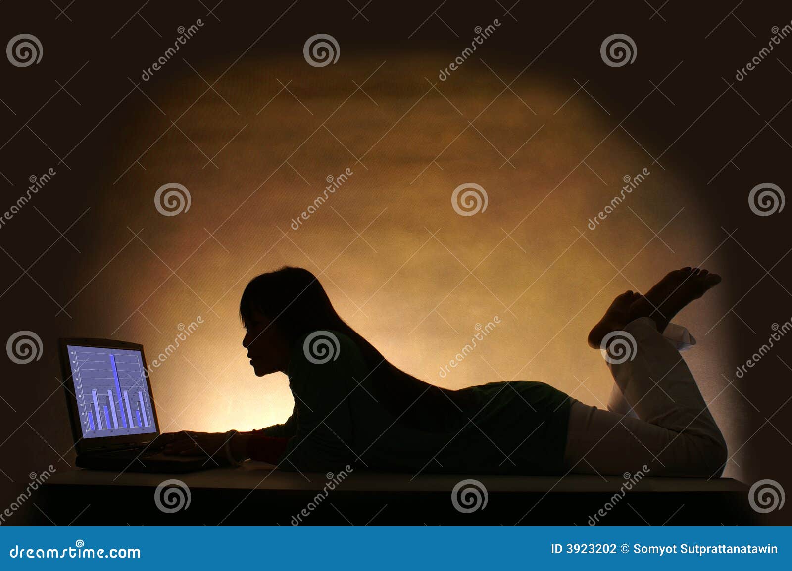Woman and Laptop in the Dark Stock Photo - Image of computer, woman ...