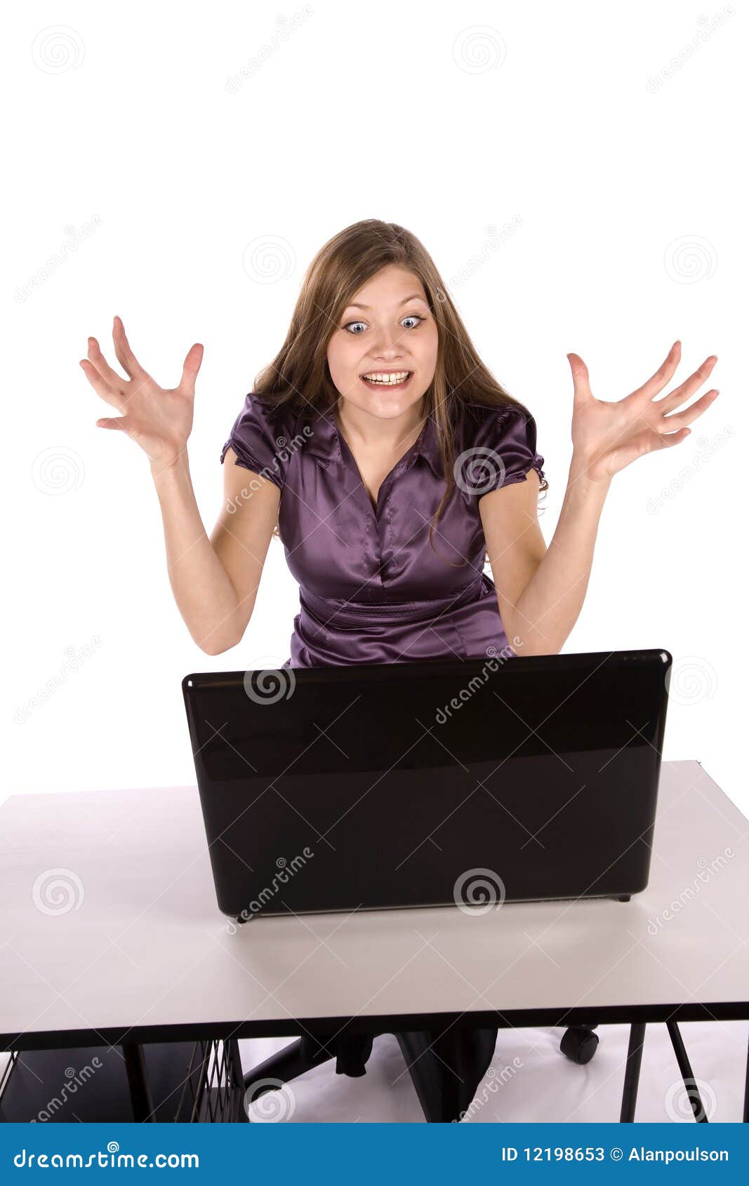 Woman and Laptop Frustrated Stock Image - Image of girl, cheerful: 12198653