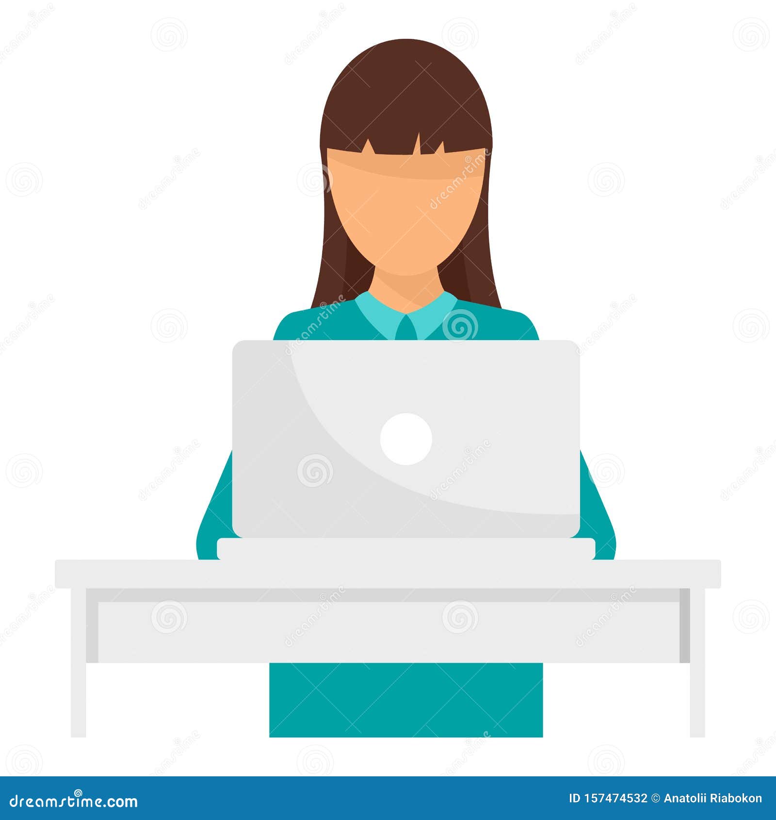 Woman at Laptop Icon, Flat Style Stock Vector - Illustration of ... Woman at Laptop Icon, Flat Style Stock Vector - Illustration of ...