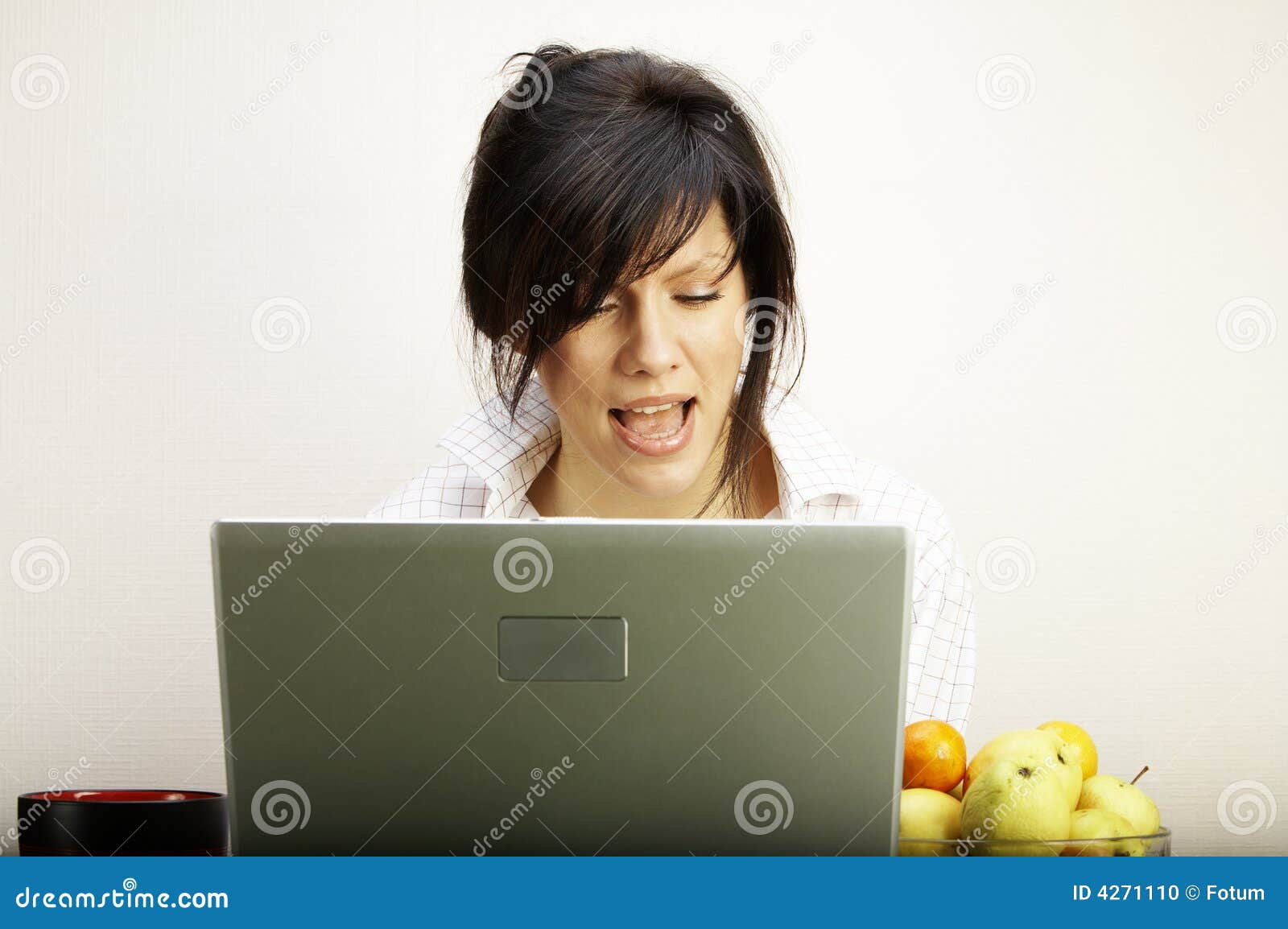 Woman with laptop singing stock photo. Image of finance - 4271110