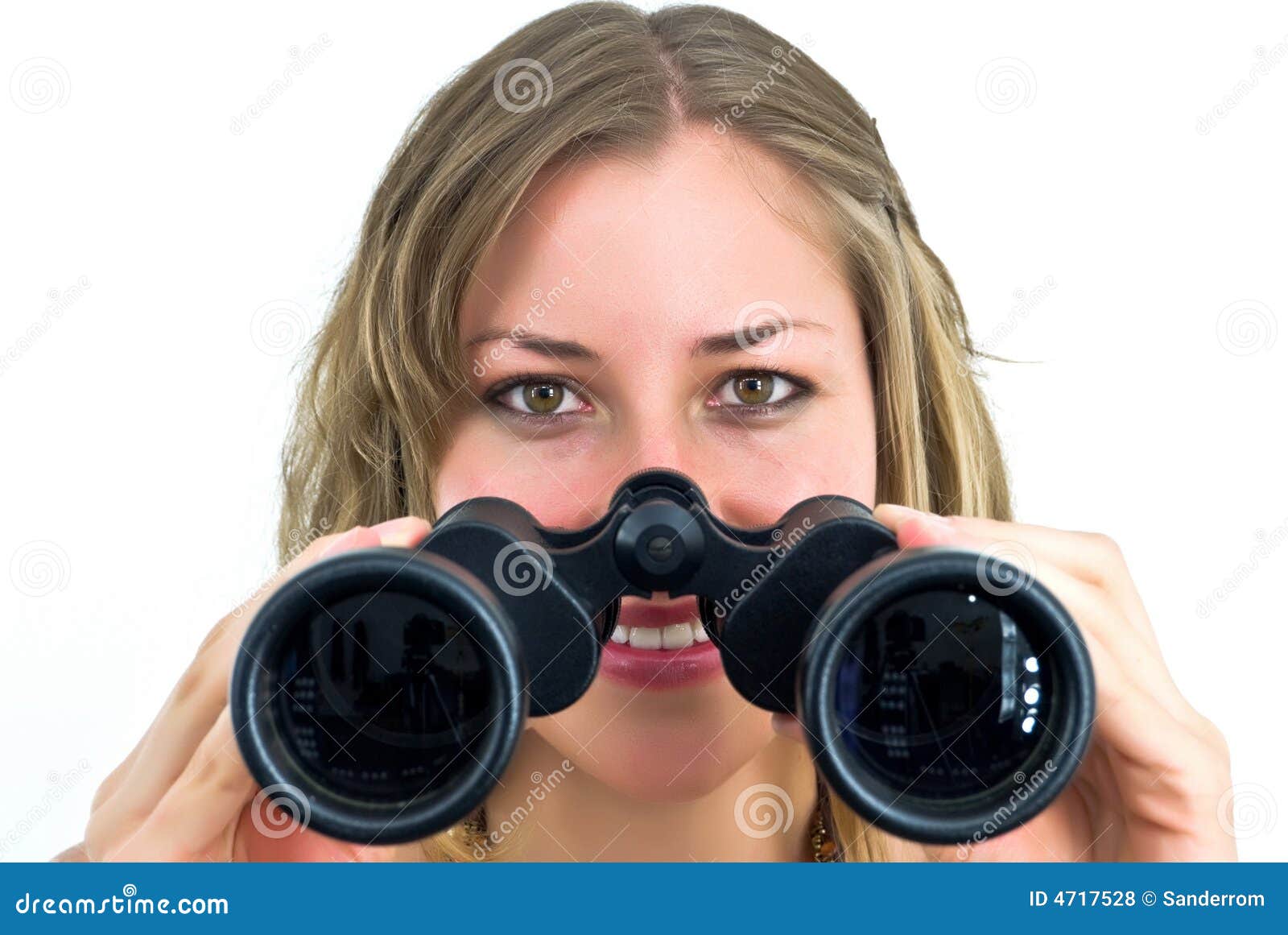 Woman with Large Binoculars Stock Photo - Image of delighted, nice: 4717528