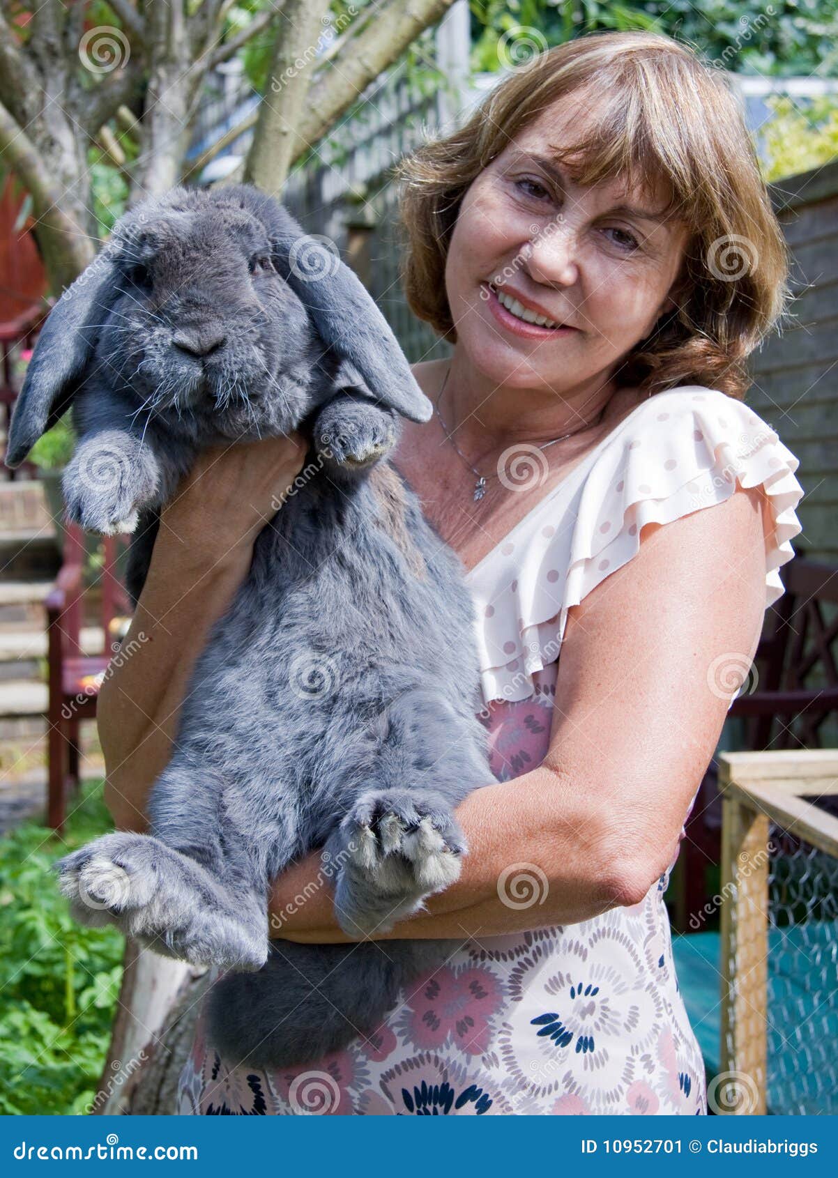 Woman and large rabbit stock image. Image of adult, blue - 10952701