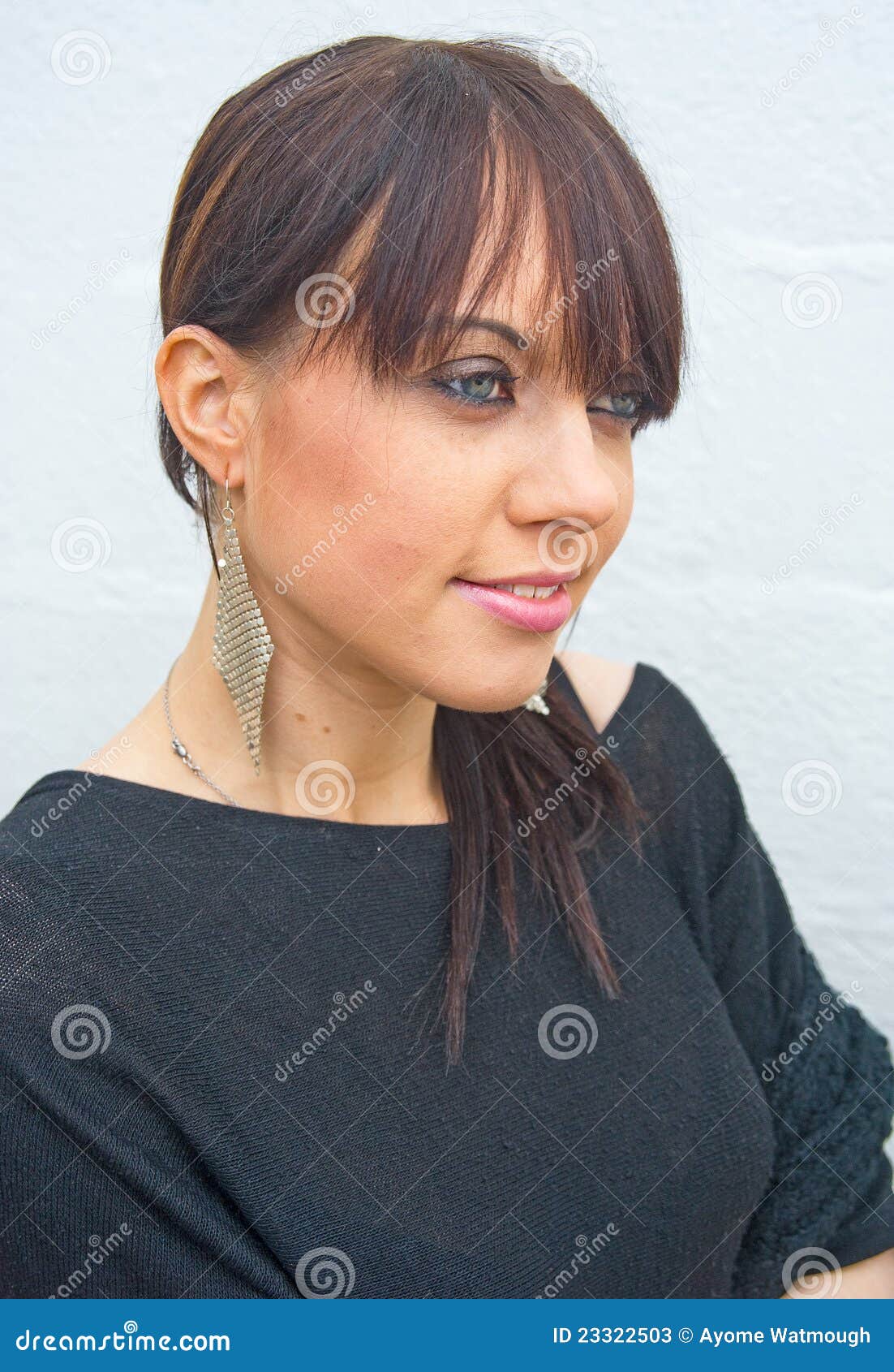 Woman with Large Silver Earring. Stock Image - Image of portrait, eyes ...