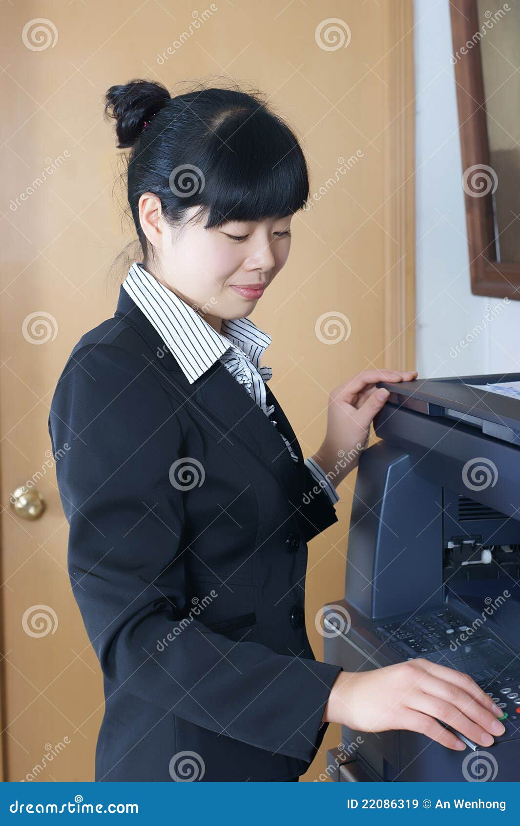 Woman and laser copier stock image. Image of business - 22086319