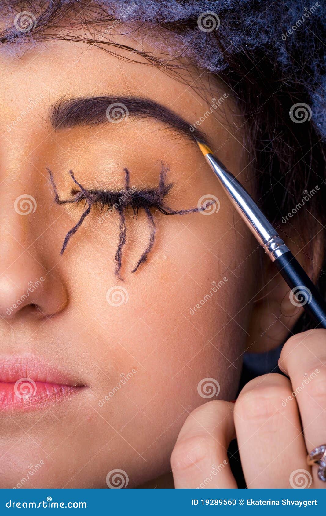 Woman with with Lashes Spider Makeup Stock Photo - Image of eyes ...