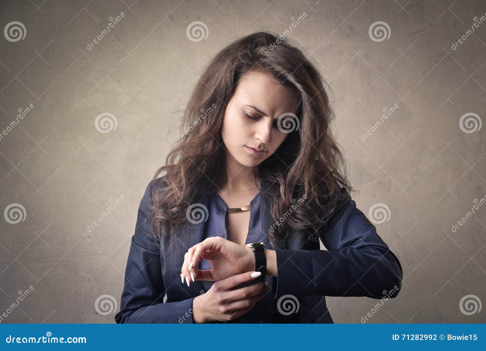 Woman is late stock photo. Image of indoor, watch, beautiful - 71282992