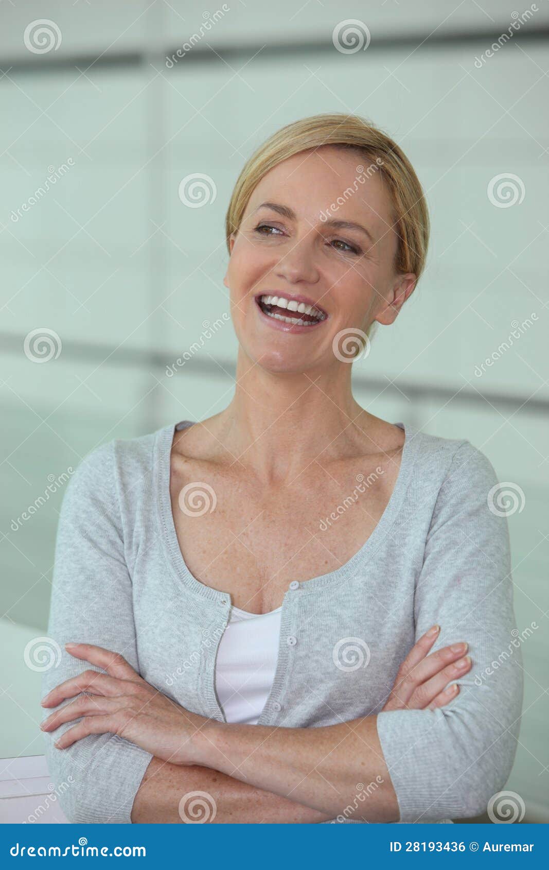 Woman laughing stock photo. Image of easy, amuse, neck - 28193436