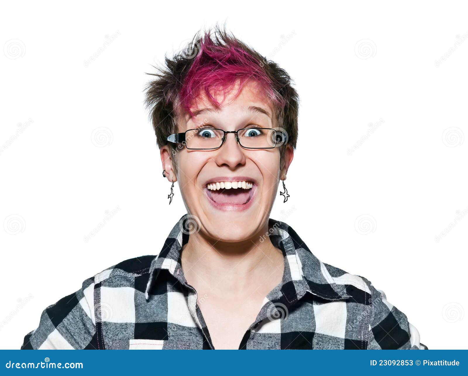 Woman Laughing with Eyes Wide Open Stock Image - Image of hair ...