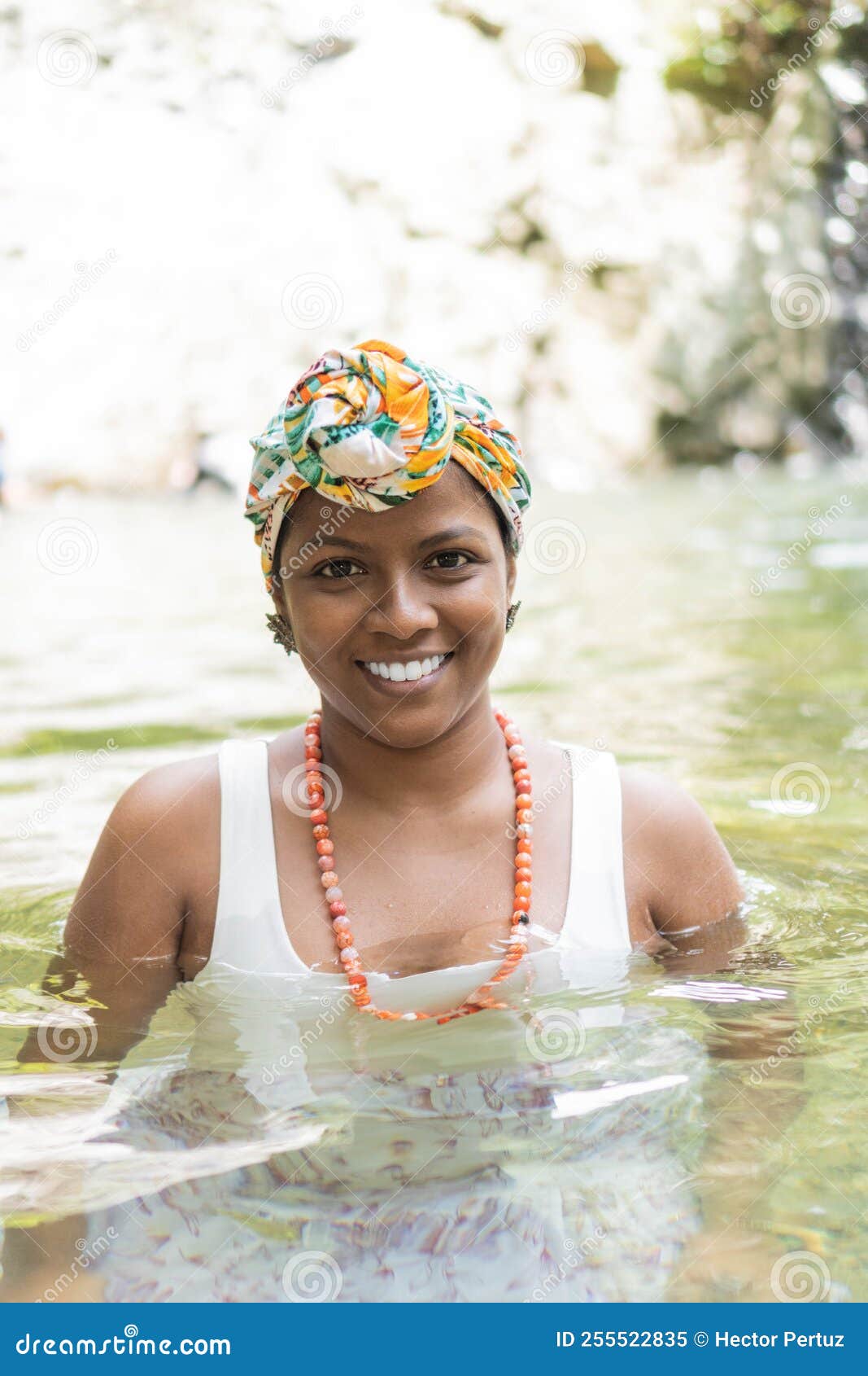 Woman Laughing and Having Fun while Swimming in the River Stock Image ...